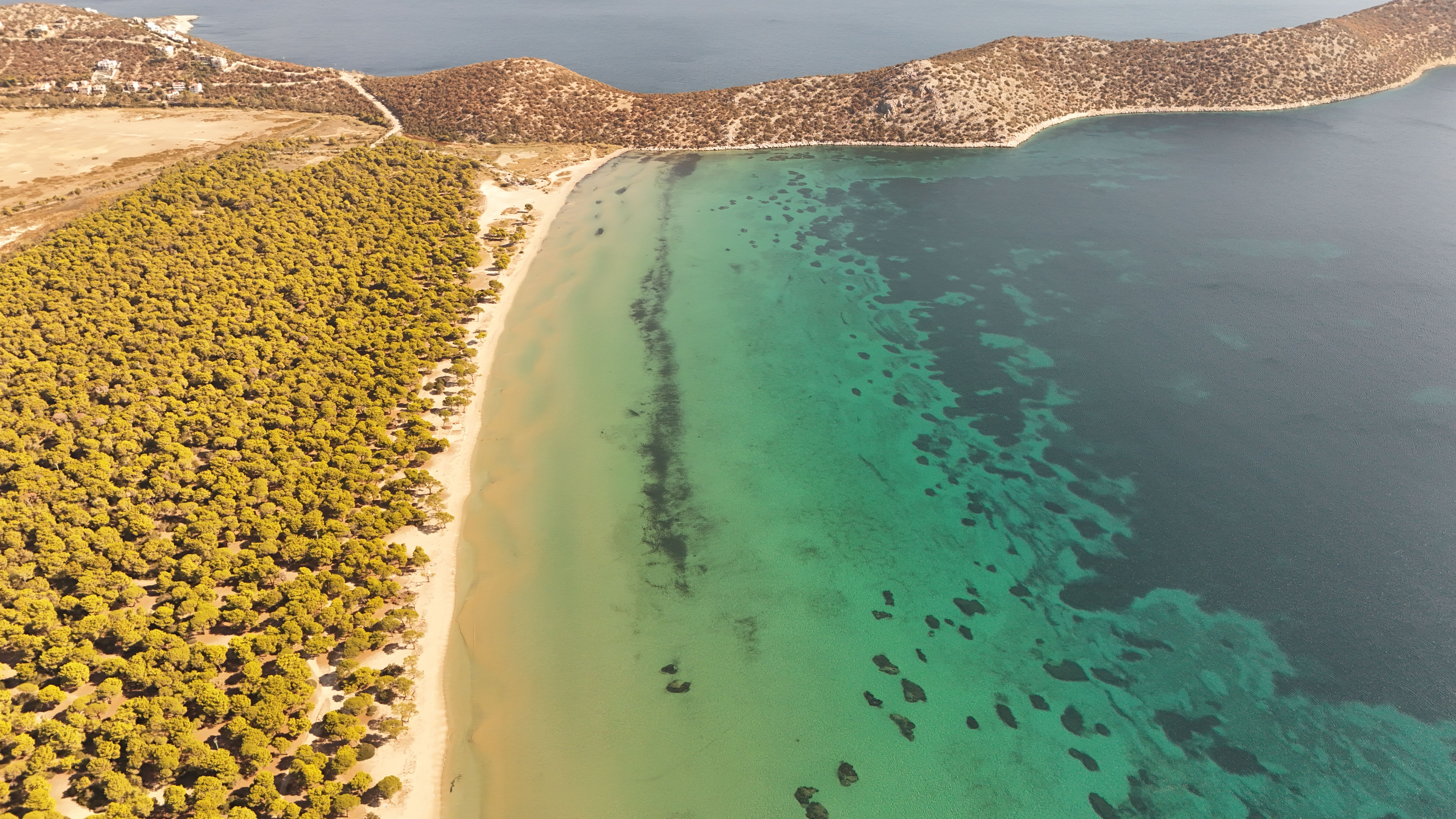 Aerial View of Schinias Beach in Marathon, Greece · Free Stock Photo
