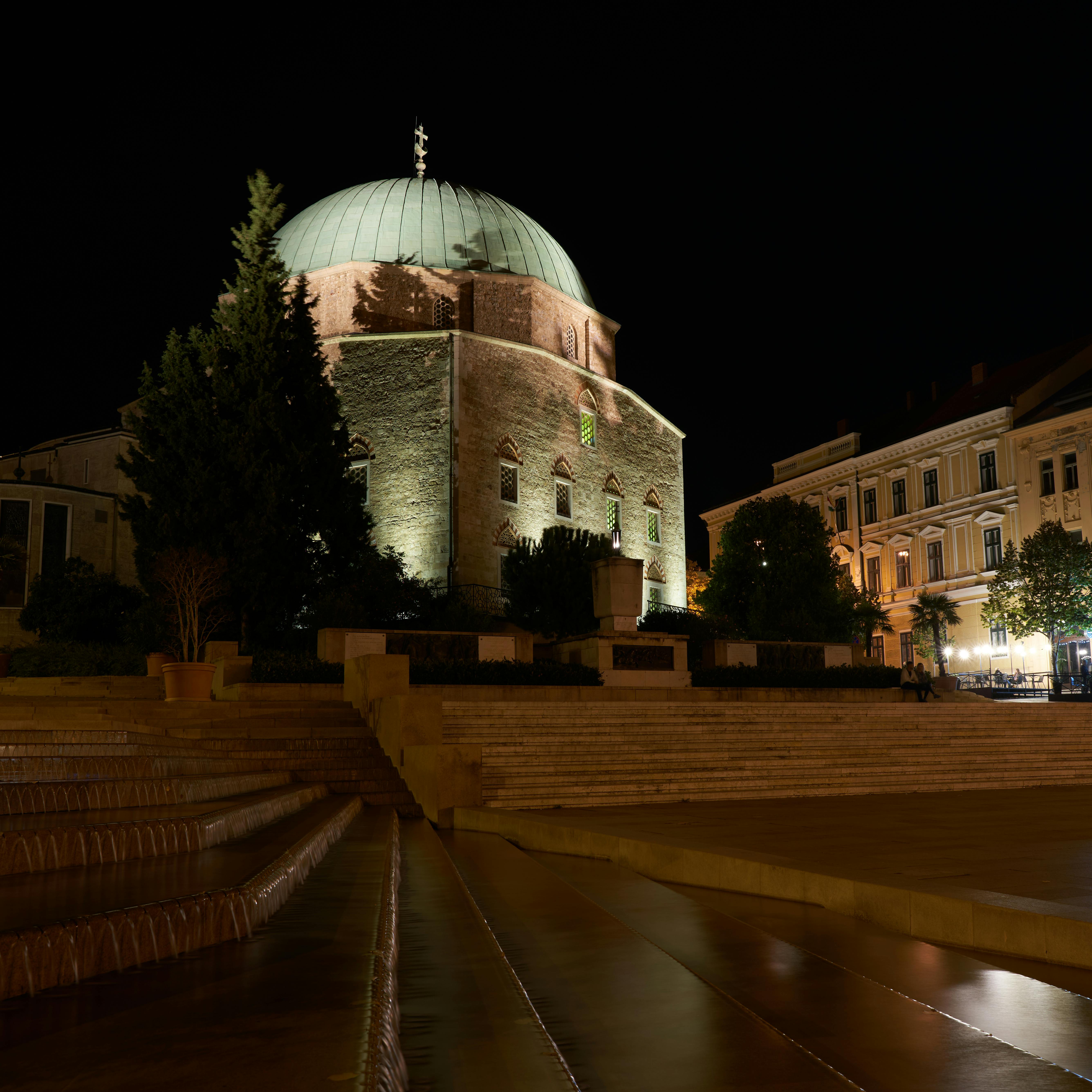 Night View of Mosque of Pasha Qasim in Pécs · Free Stock Photo