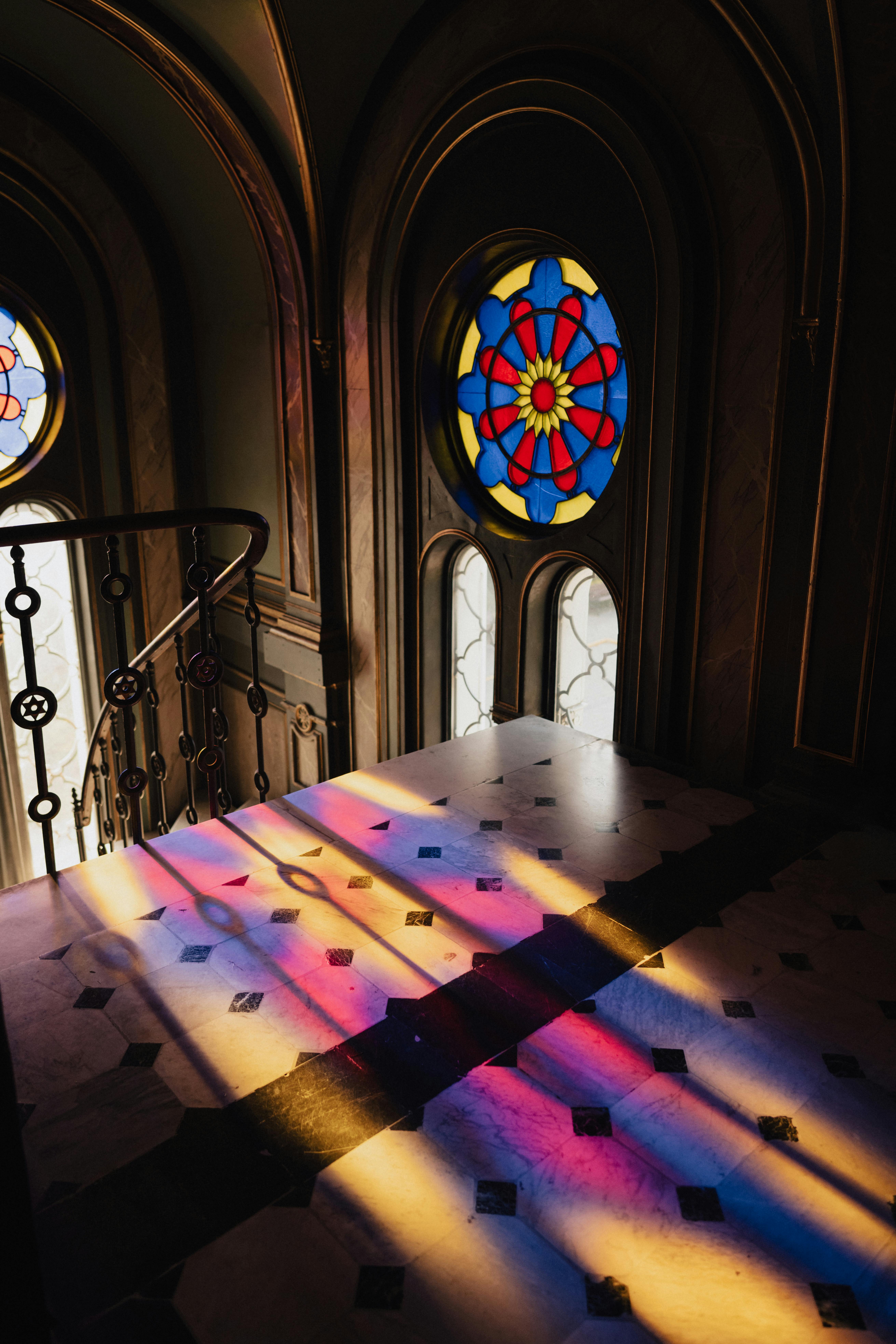 Stained Glass Reflections in Istanbul Church · Free Stock Photo