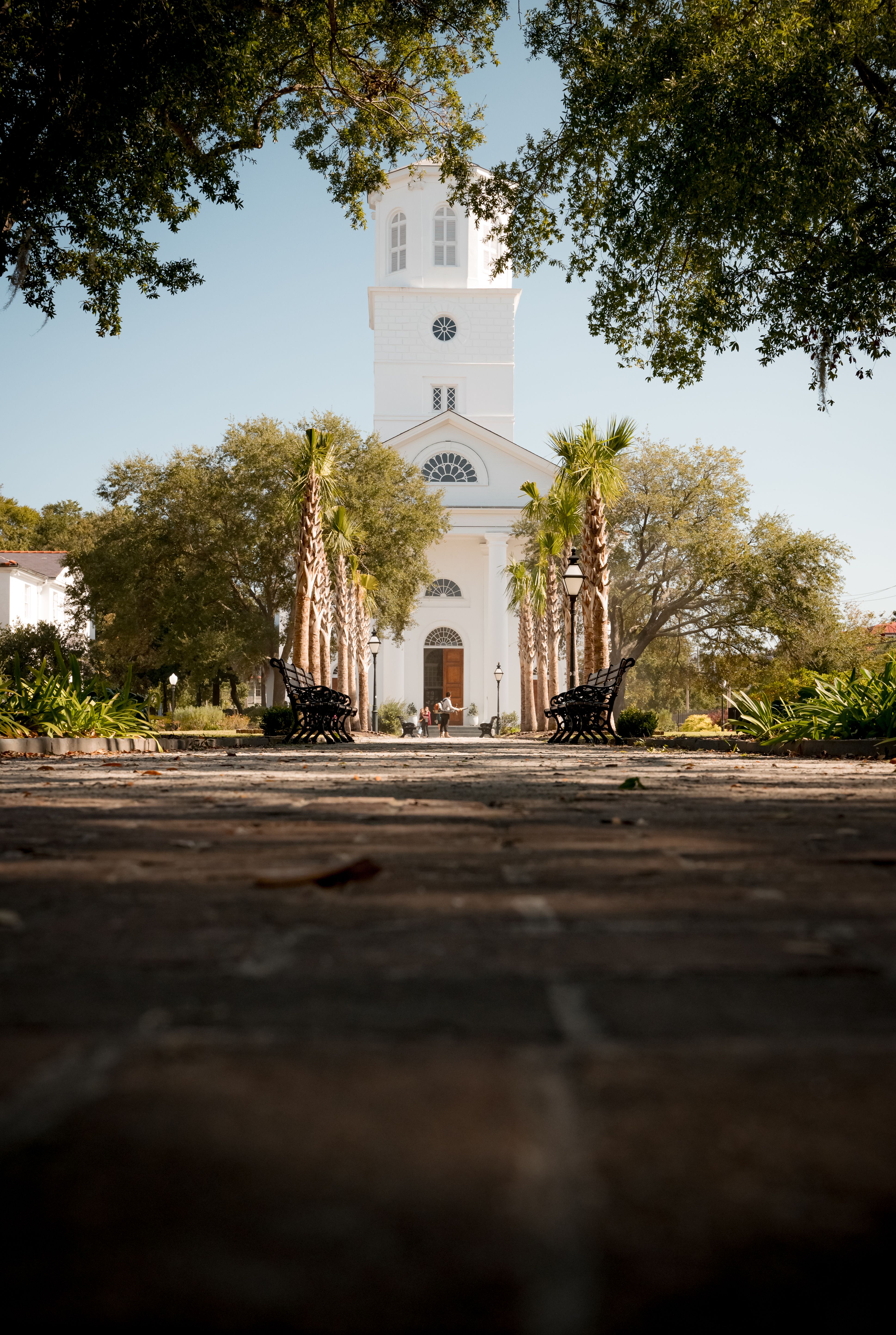 Historic Church Framed by Trees and Pathway · Free Stock Photo