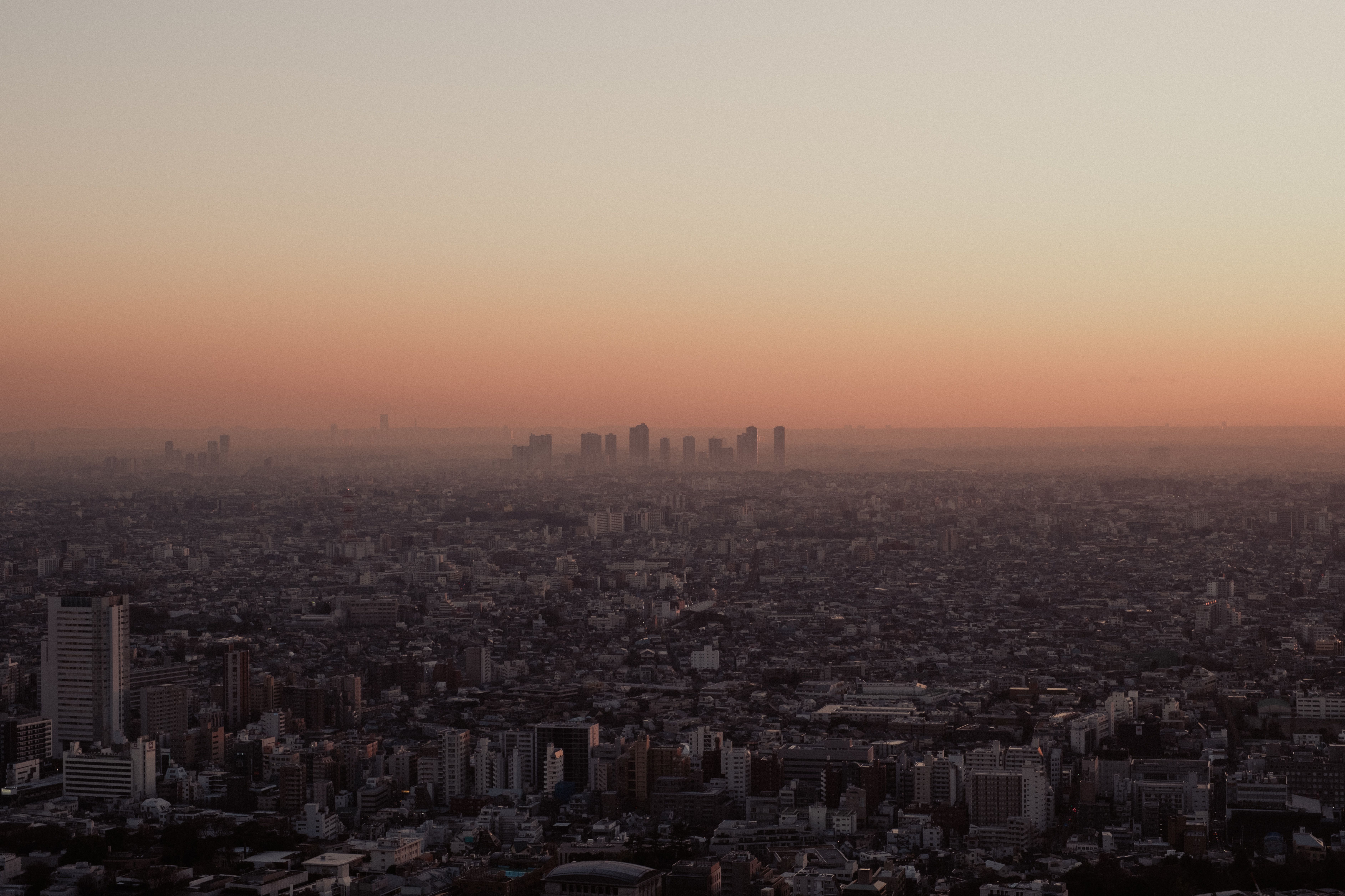 Tokyo Skyline at Dusk with Orange Hue · Free Stock Photo