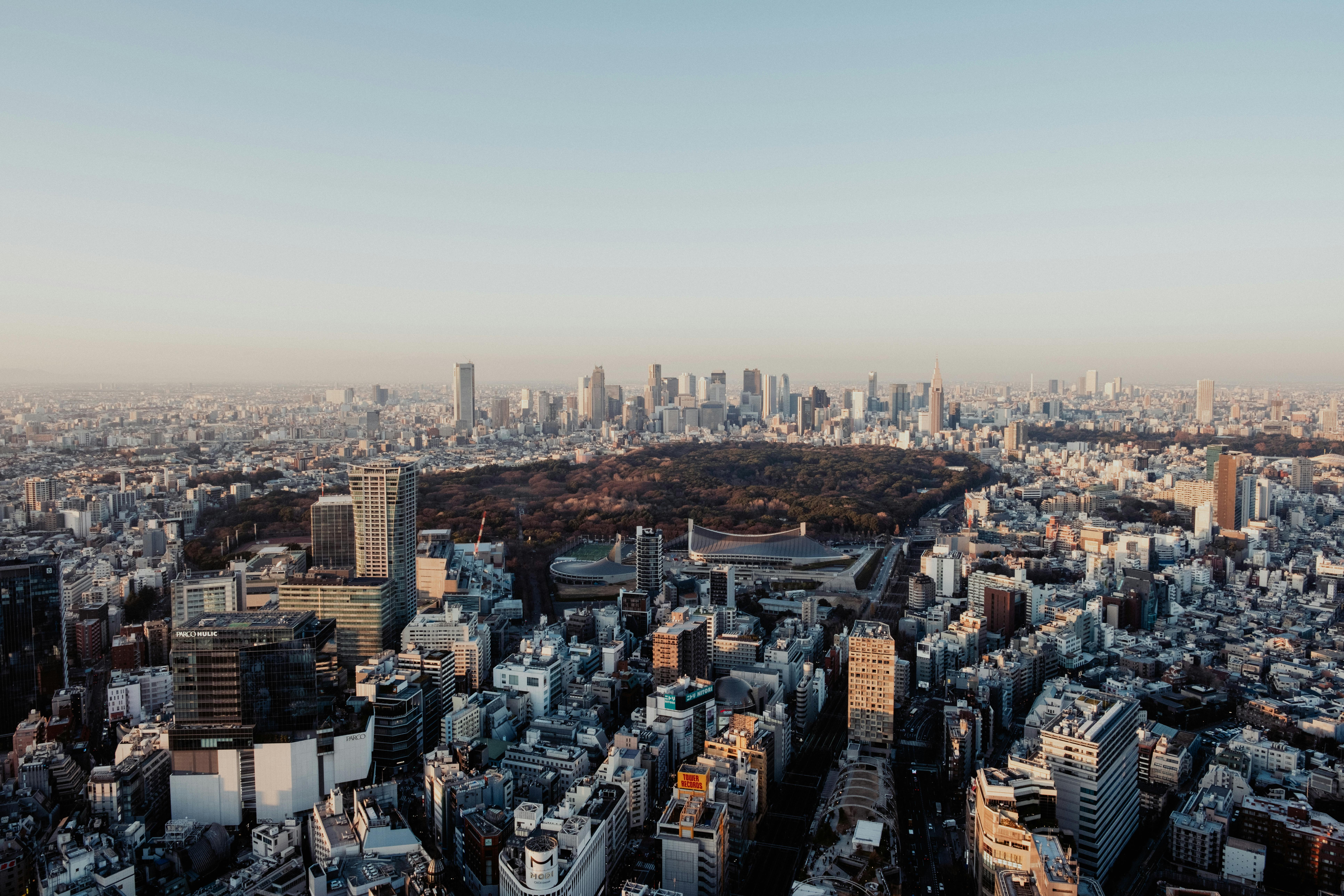 Aerial View of Tokyo City's Urban Skyline at Dusk · Free Stock Photo