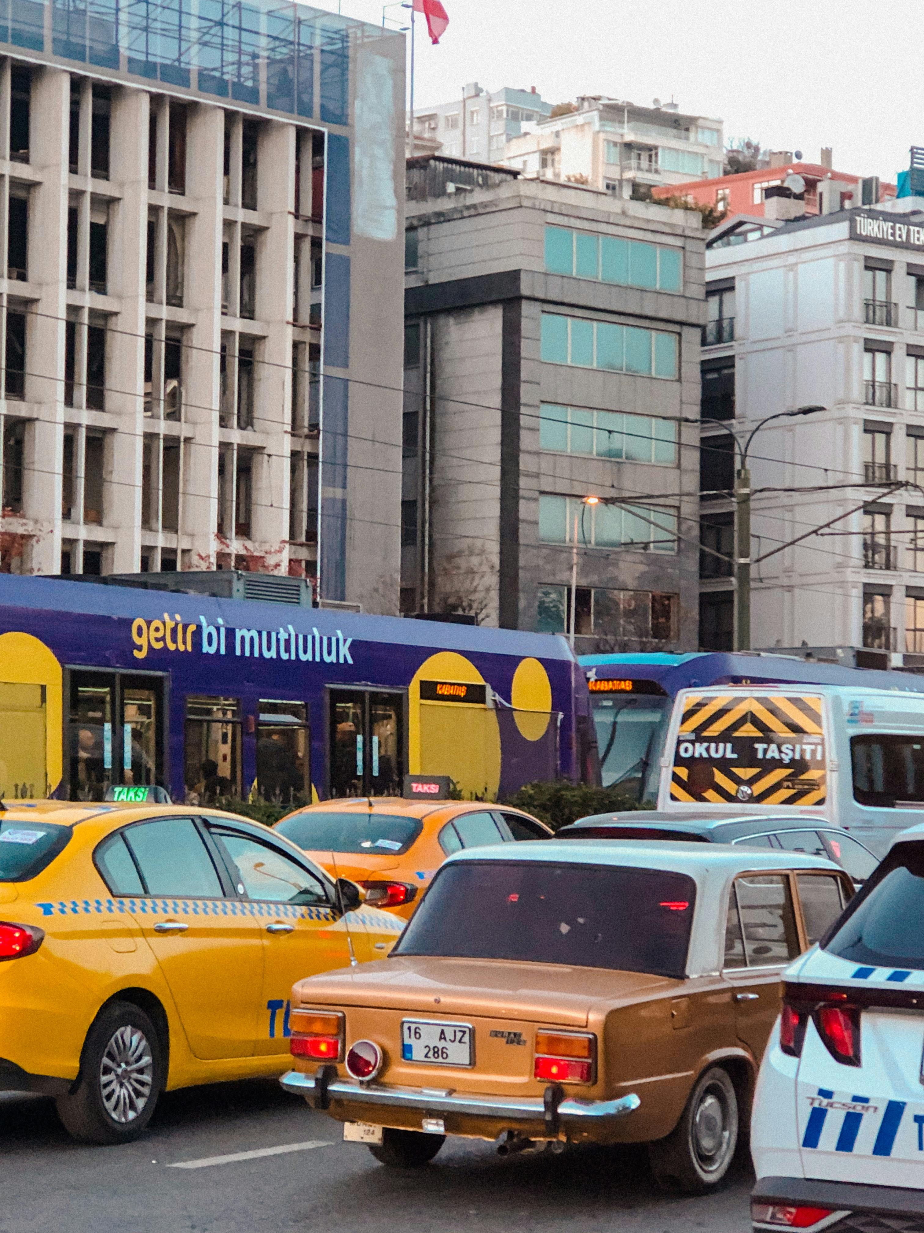 Busy Istanbul Street with Traffic Jam and Tram · Free Stock Photo