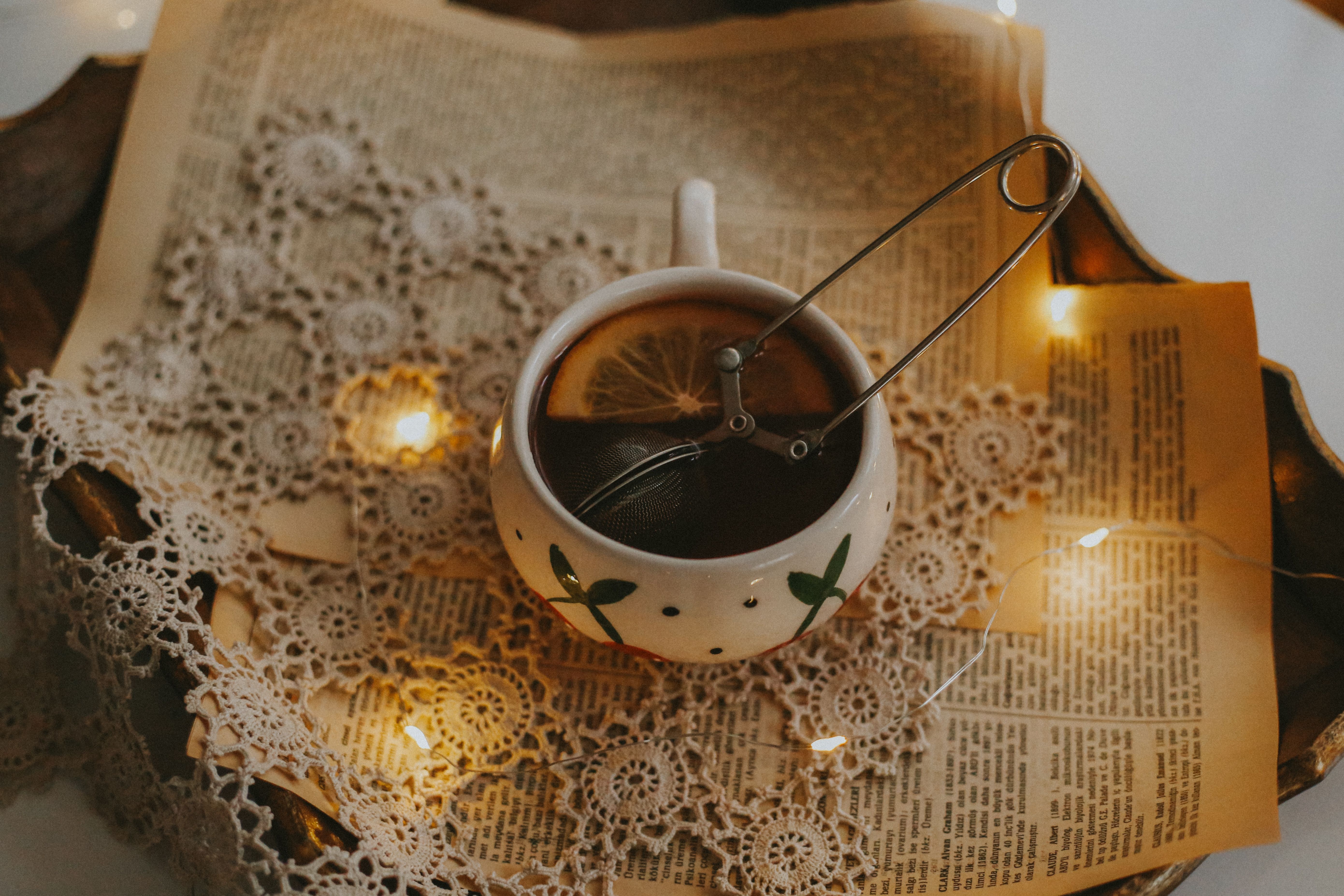 Cozy Tea Setting with Lemon and Vintage Lace · Free Stock Photo