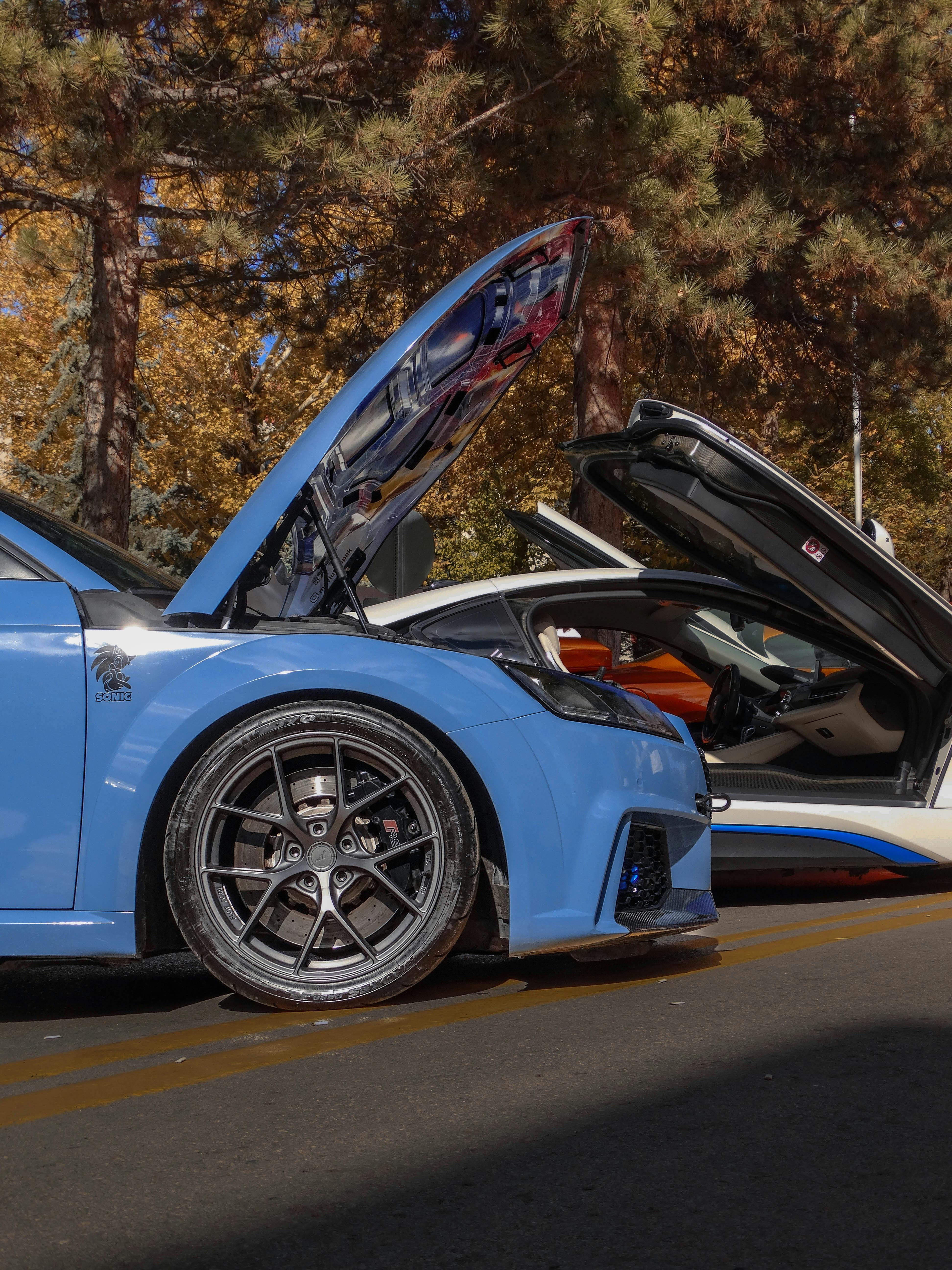 Custom Sports Cars with Open Hoods in Autumn Ankara · Free Stock Photo