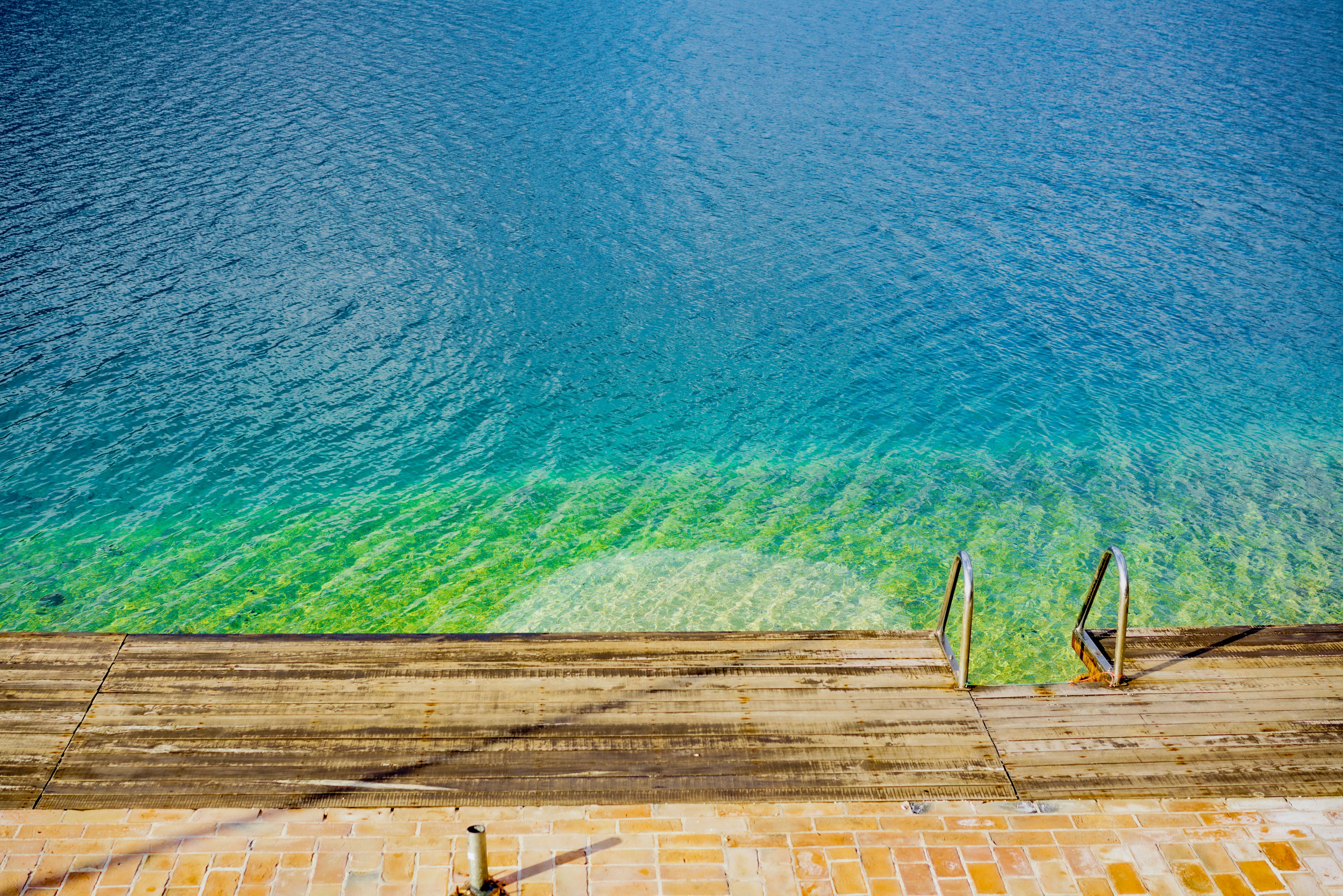 Aerial View of Scenic Waterfront with Steps · Free Stock Photo
