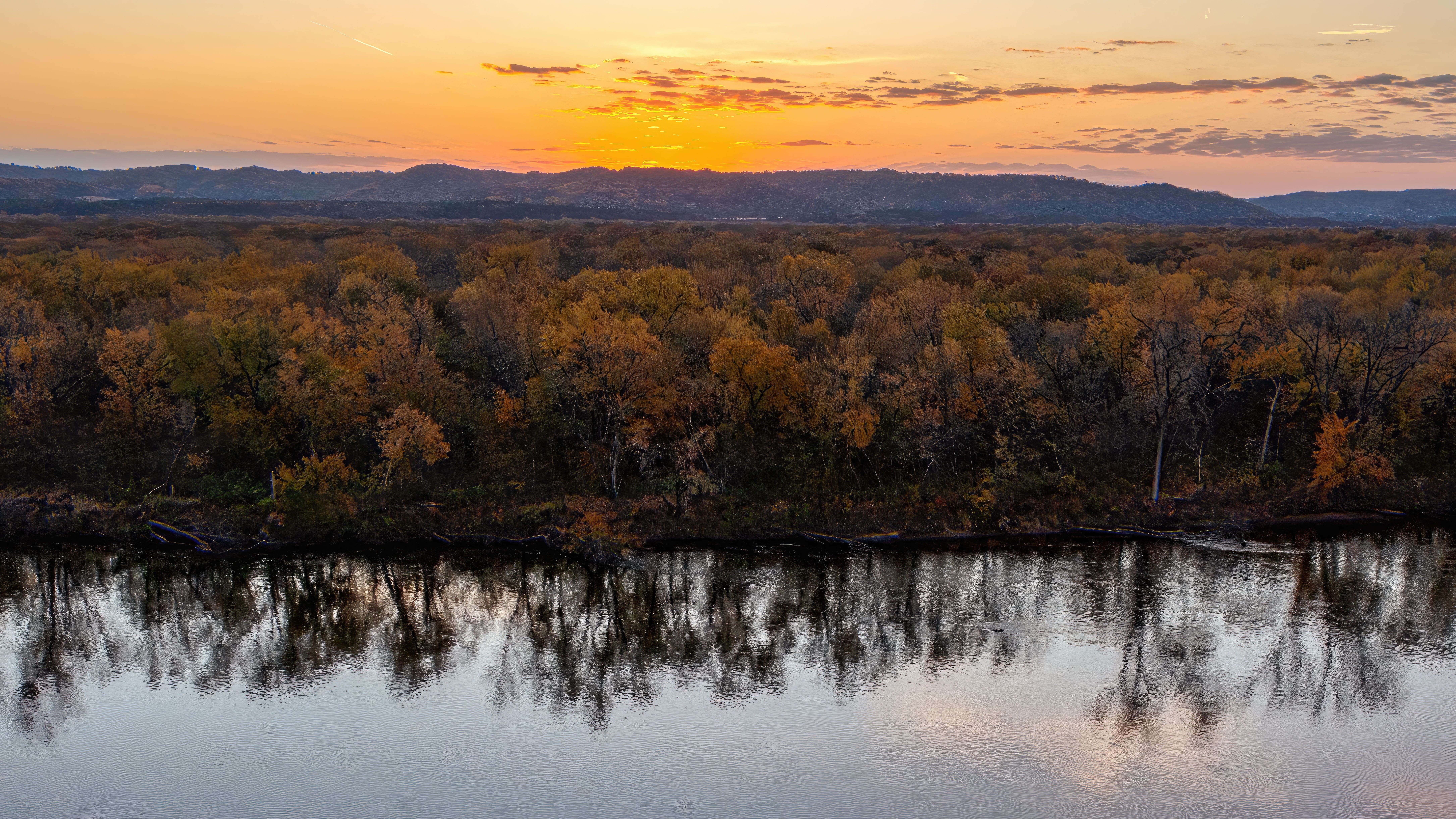 Serene Autumn Sunset Over Ella Wisconsin River · Free Stock Photo