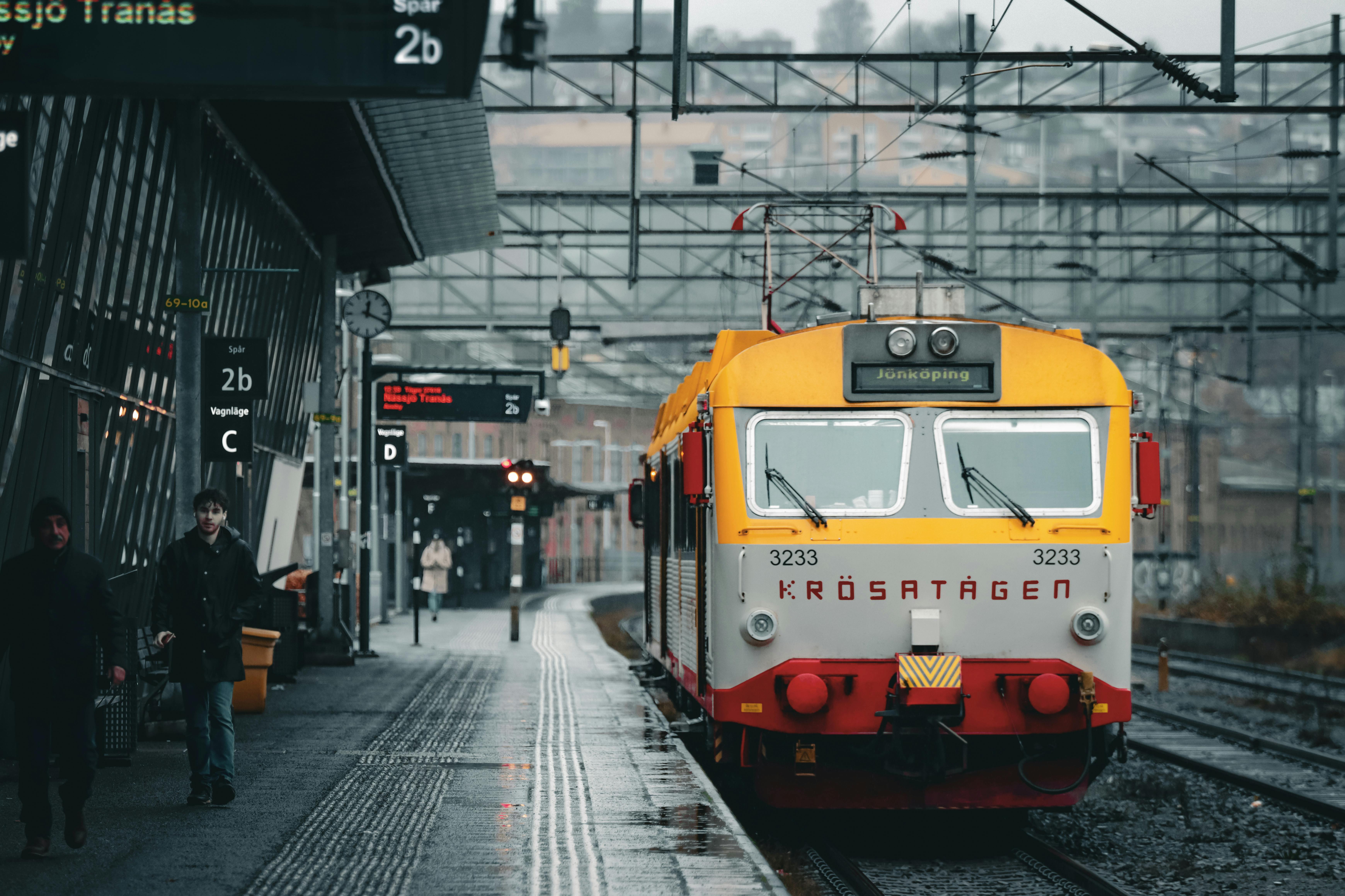 Colorful Train at Jönköping Station, Sweden · Free Stock Photo