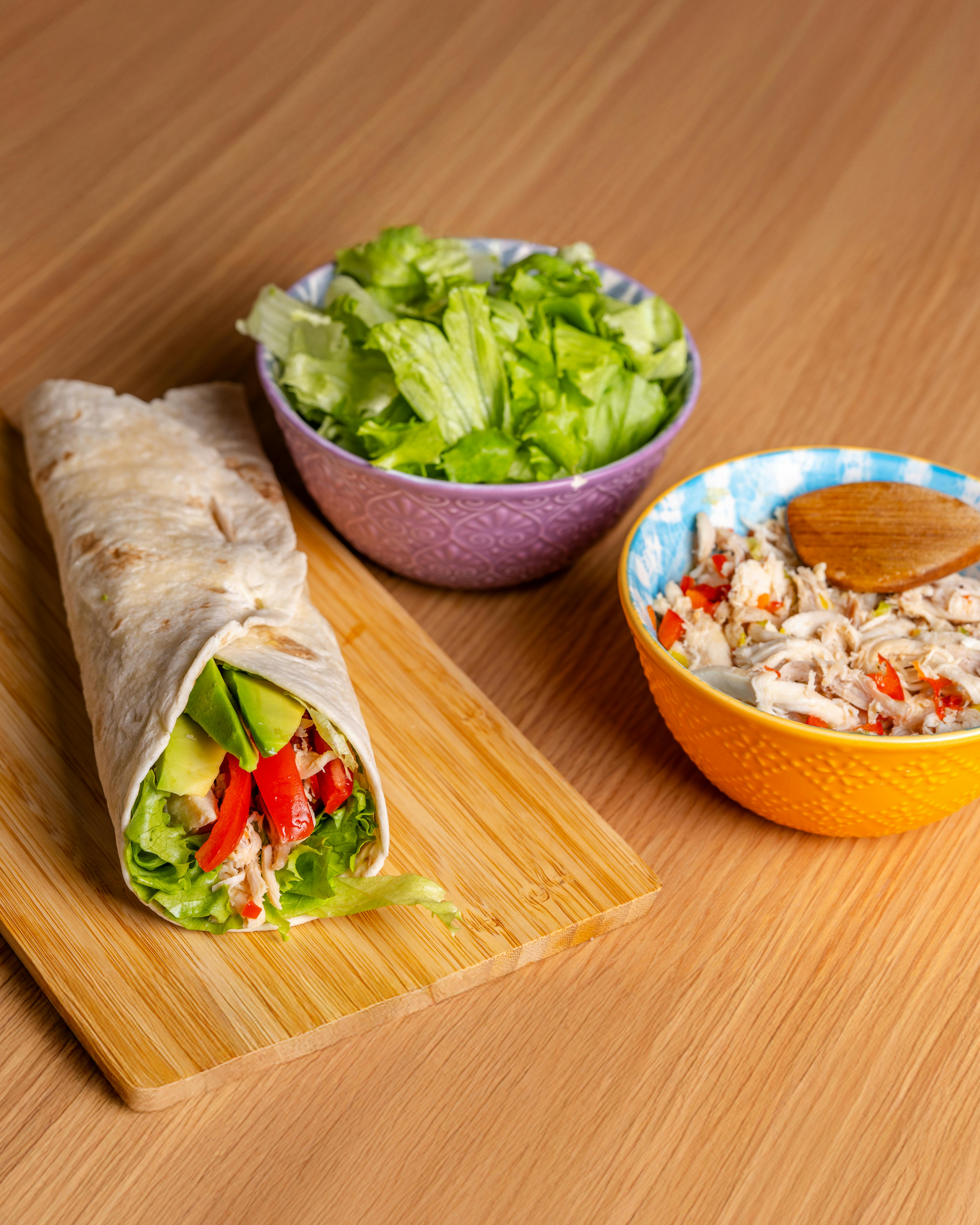 Fresh Chicken Wrap with Avocado and Veggies · Free Stock Photo