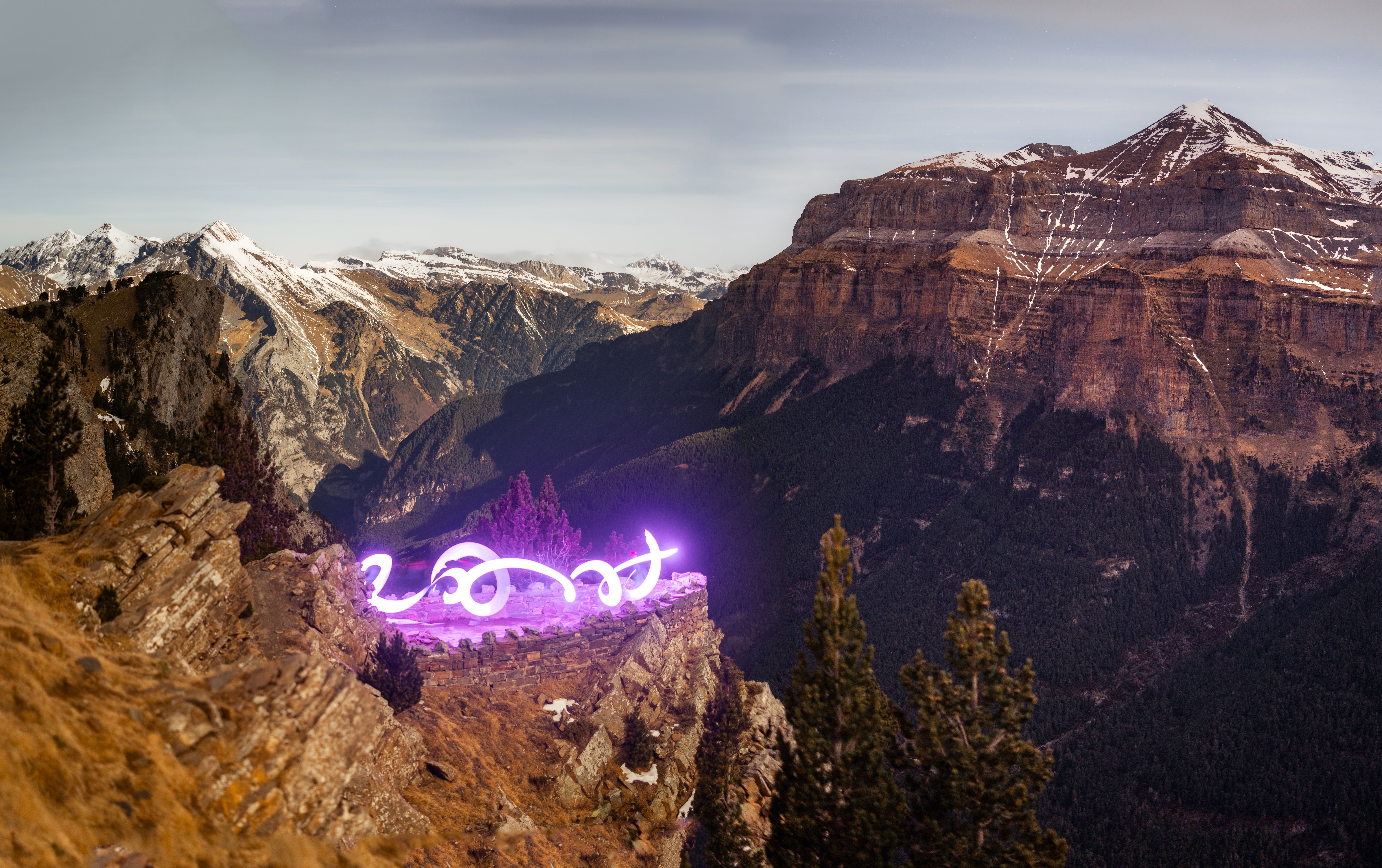 Stunning Light Art in the Pyrenees Mountains · Free Stock Photo