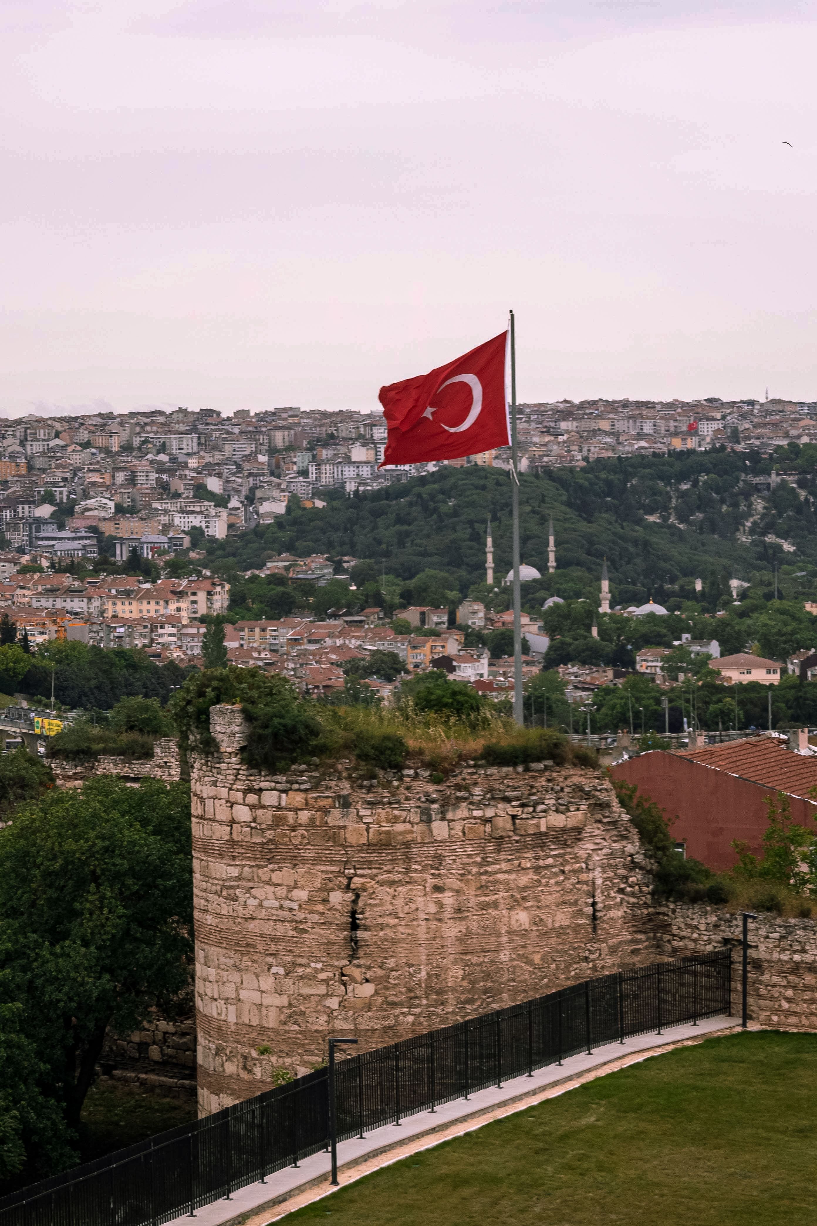 Turkish Flag Over Historic Istanbul Landscape · Free Stock Photo