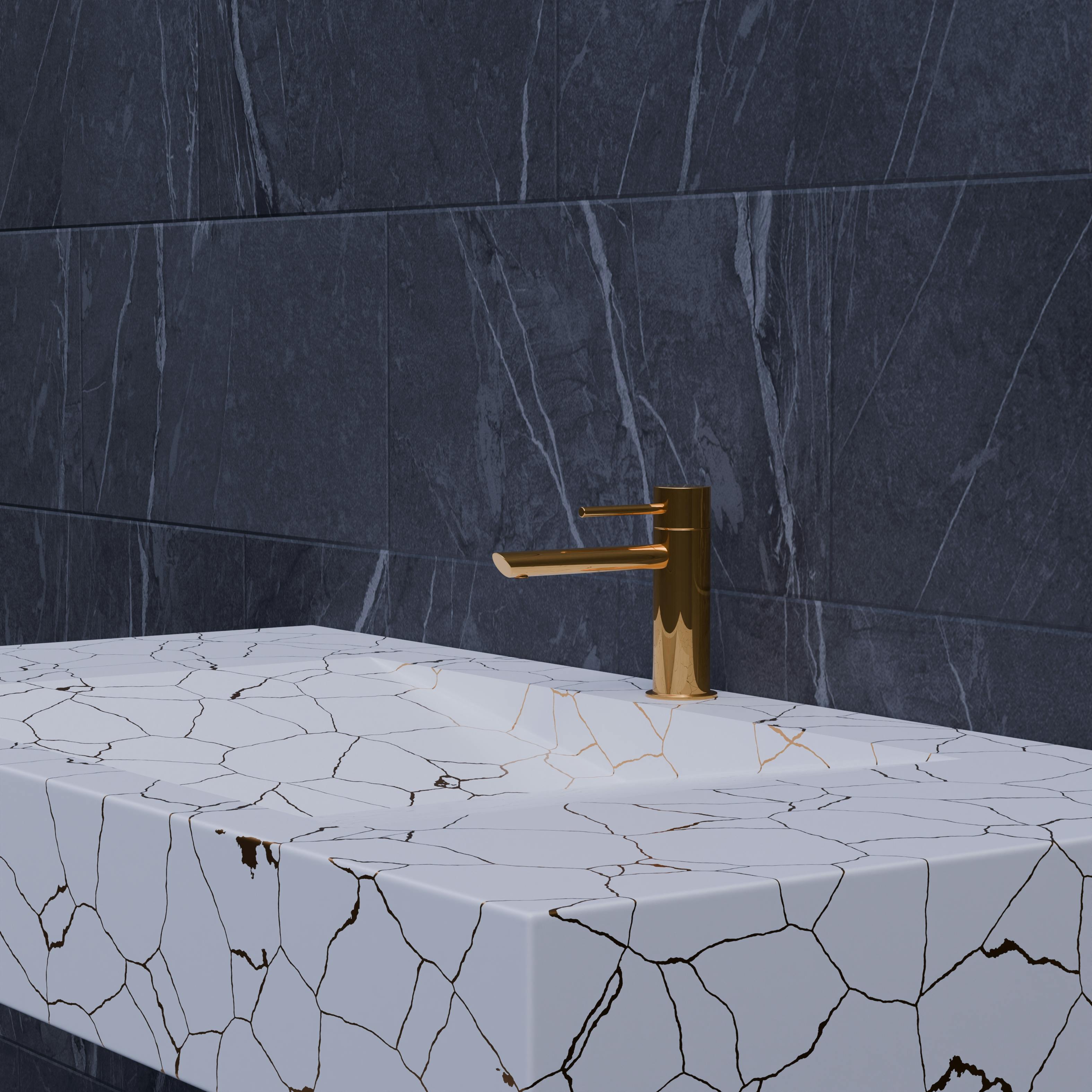 Modern Marble Sink with Brass Faucet in Bathroom · Free Stock Photo