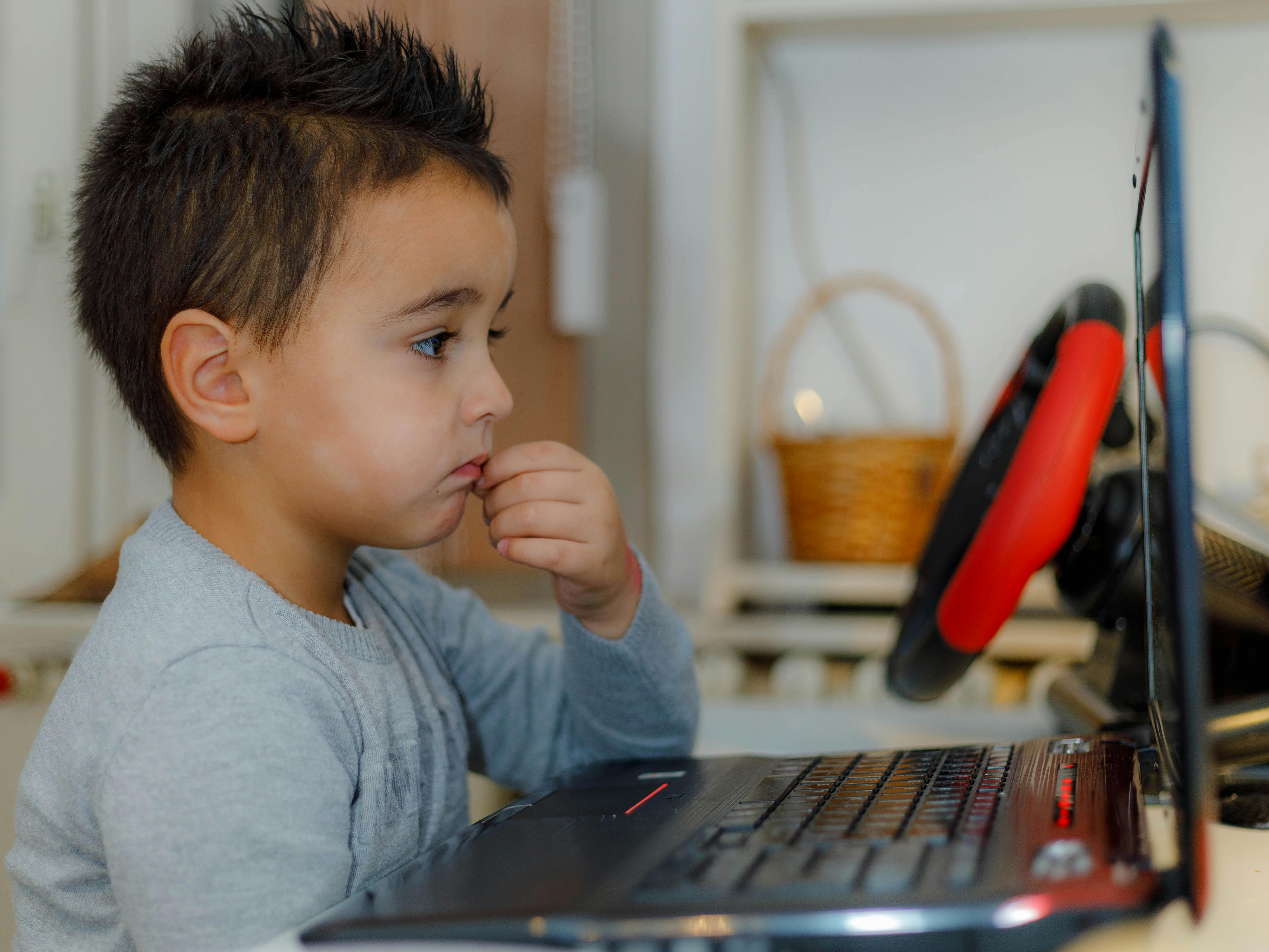 Young Child Engaged with Laptop Learning · Free Stock Photo