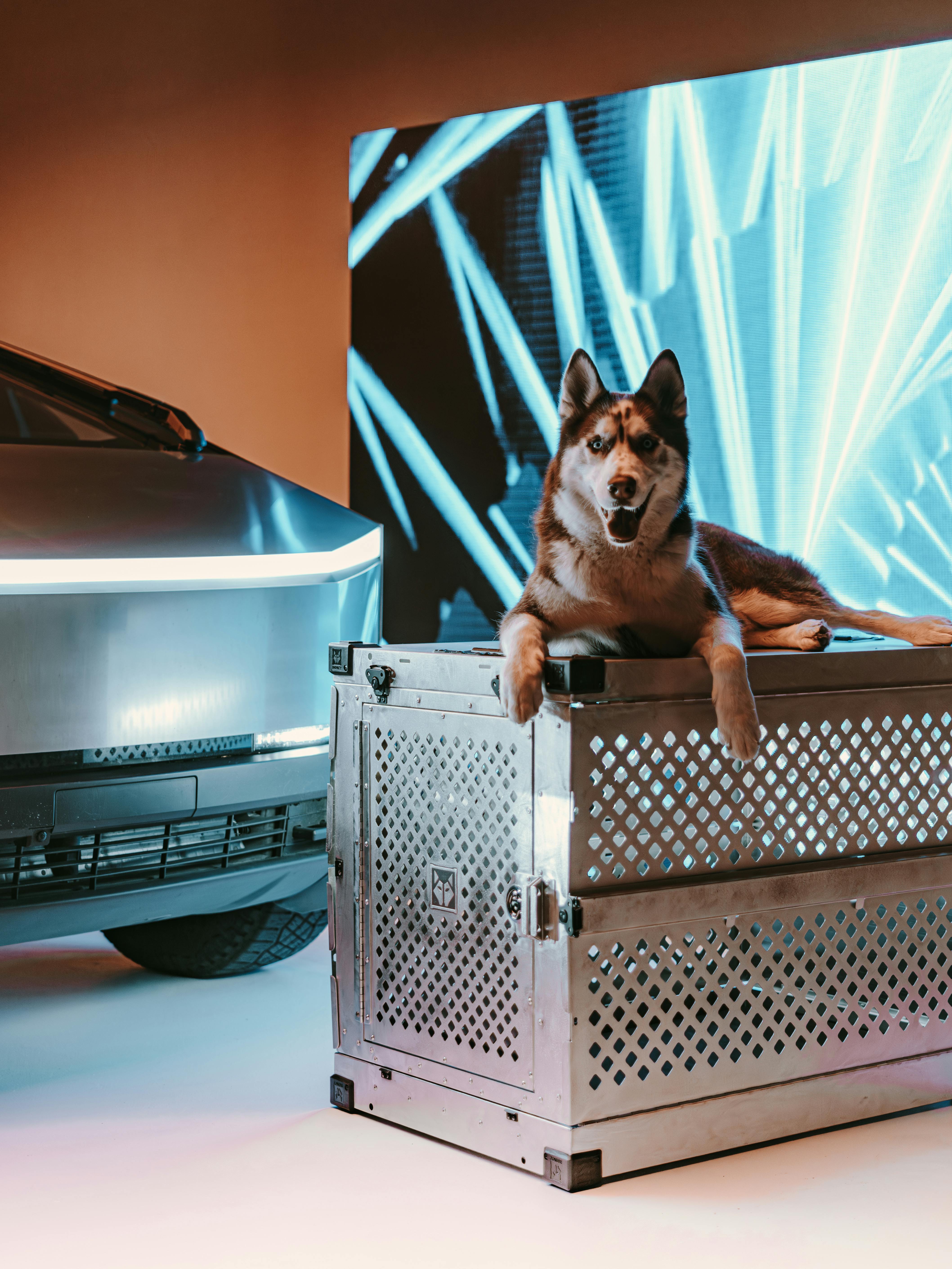 Futuristic Cybertruck and Dog Photography · Free Stock Photo