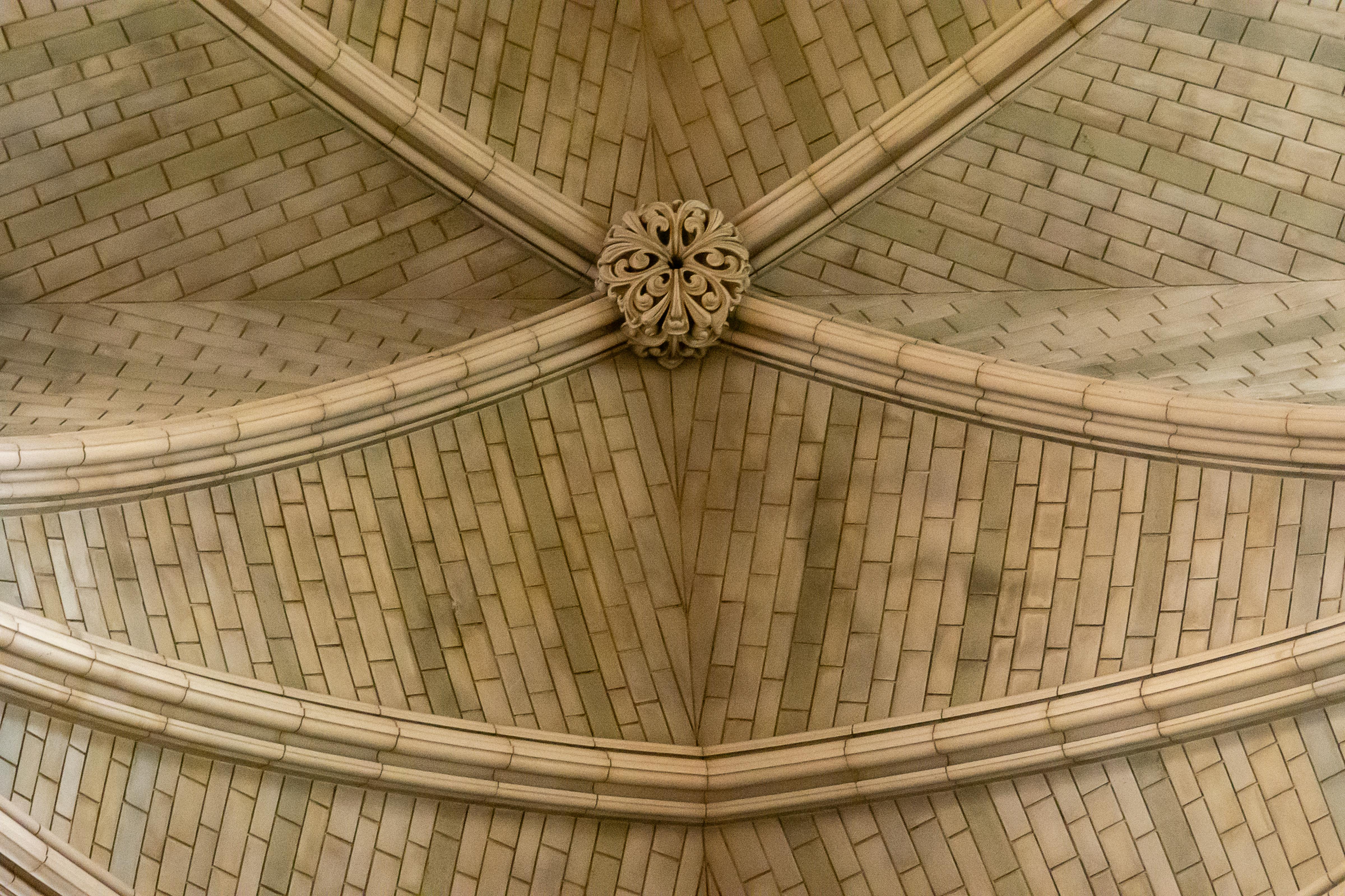 Intricate Brick Arch Detail with Central Rosette · Free Stock Photo