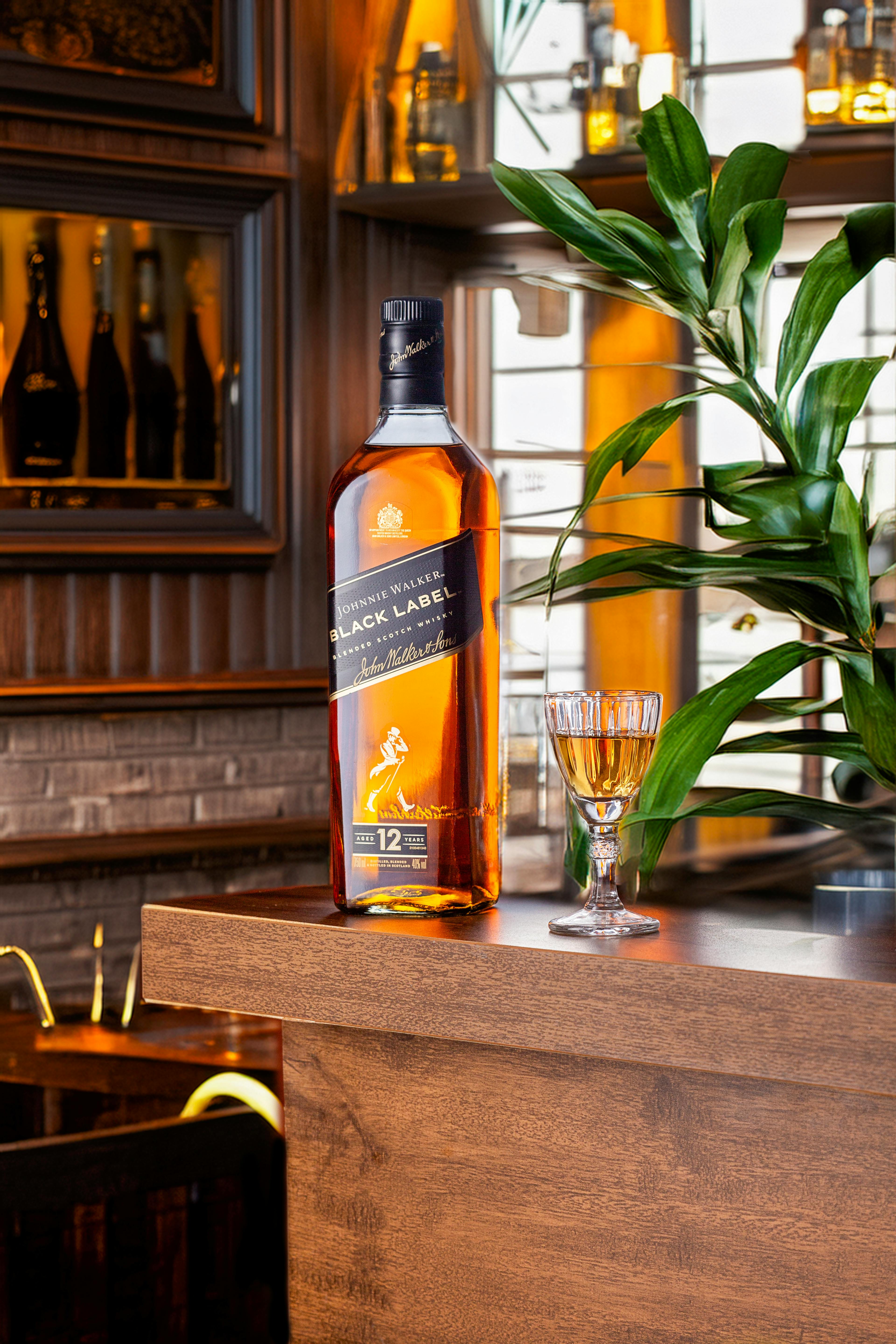 Elegant Display of Whiskey and Glass in Bar · Free Stock Photo