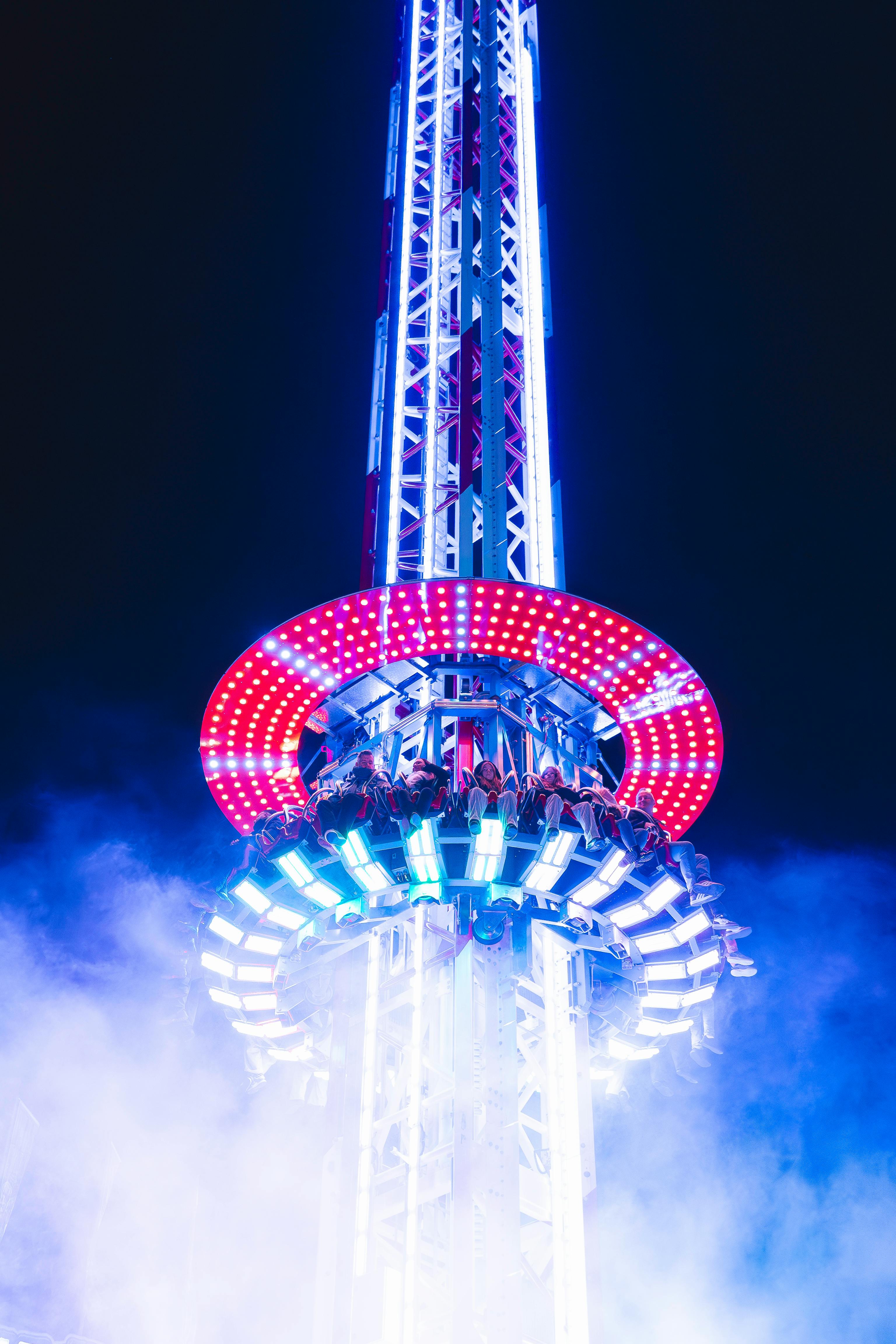Thrilling Drop Tower Ride at Night in Berlin · Free Stock Photo