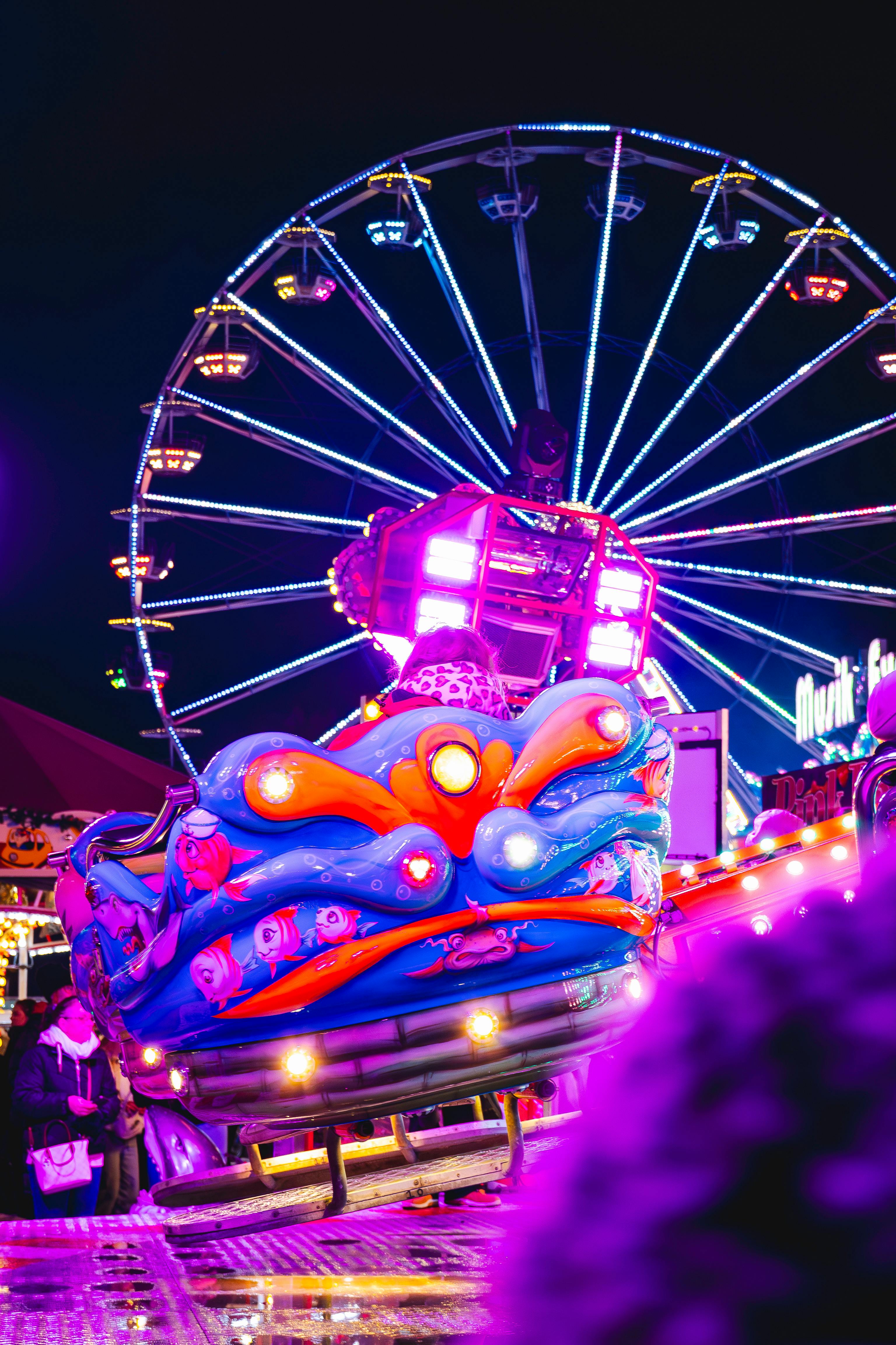 An Amusement Park At Night · Free Stock Photo