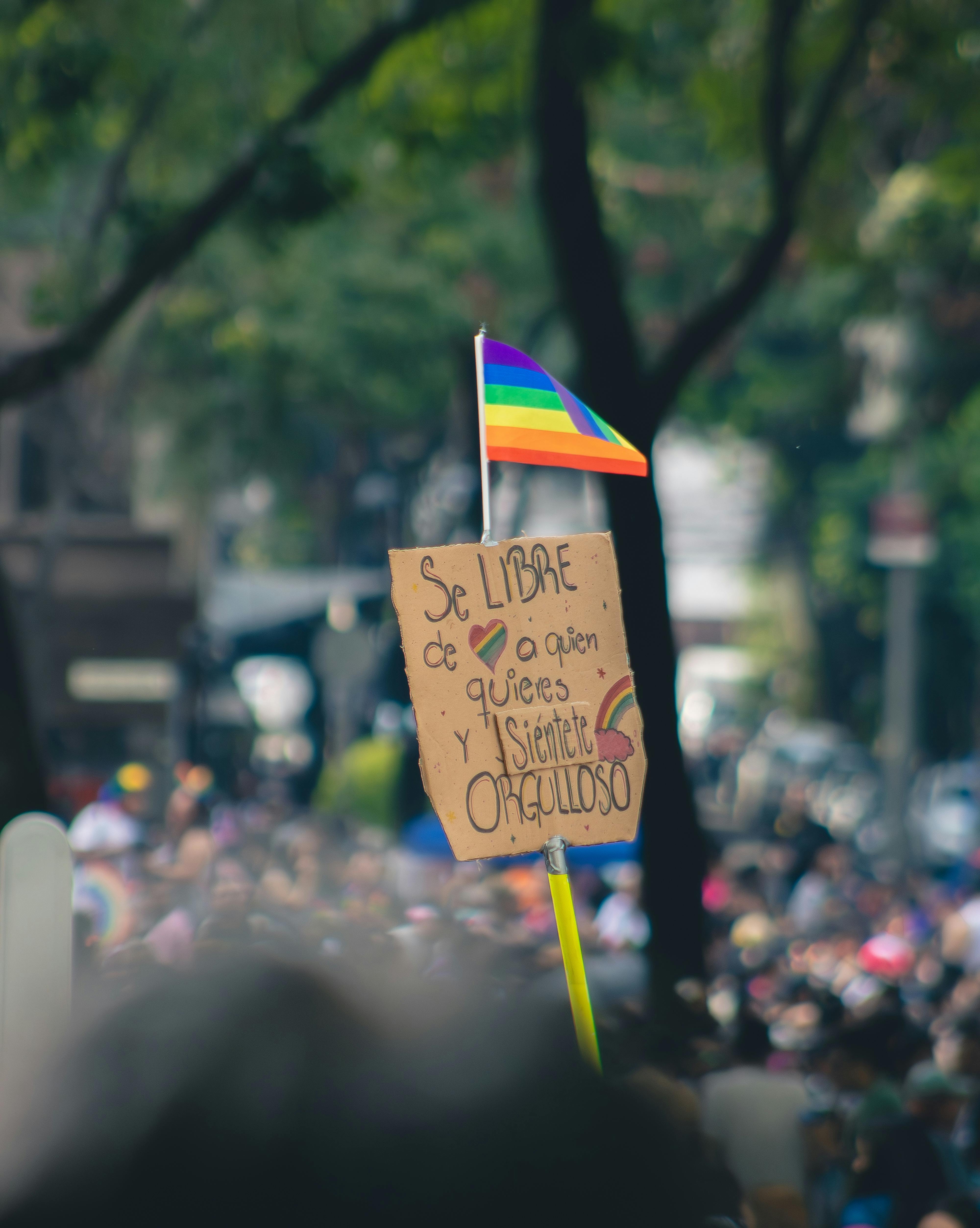 Vibrant LGBTQ Pride Parade Celebratory Sign · Free Stock Photo