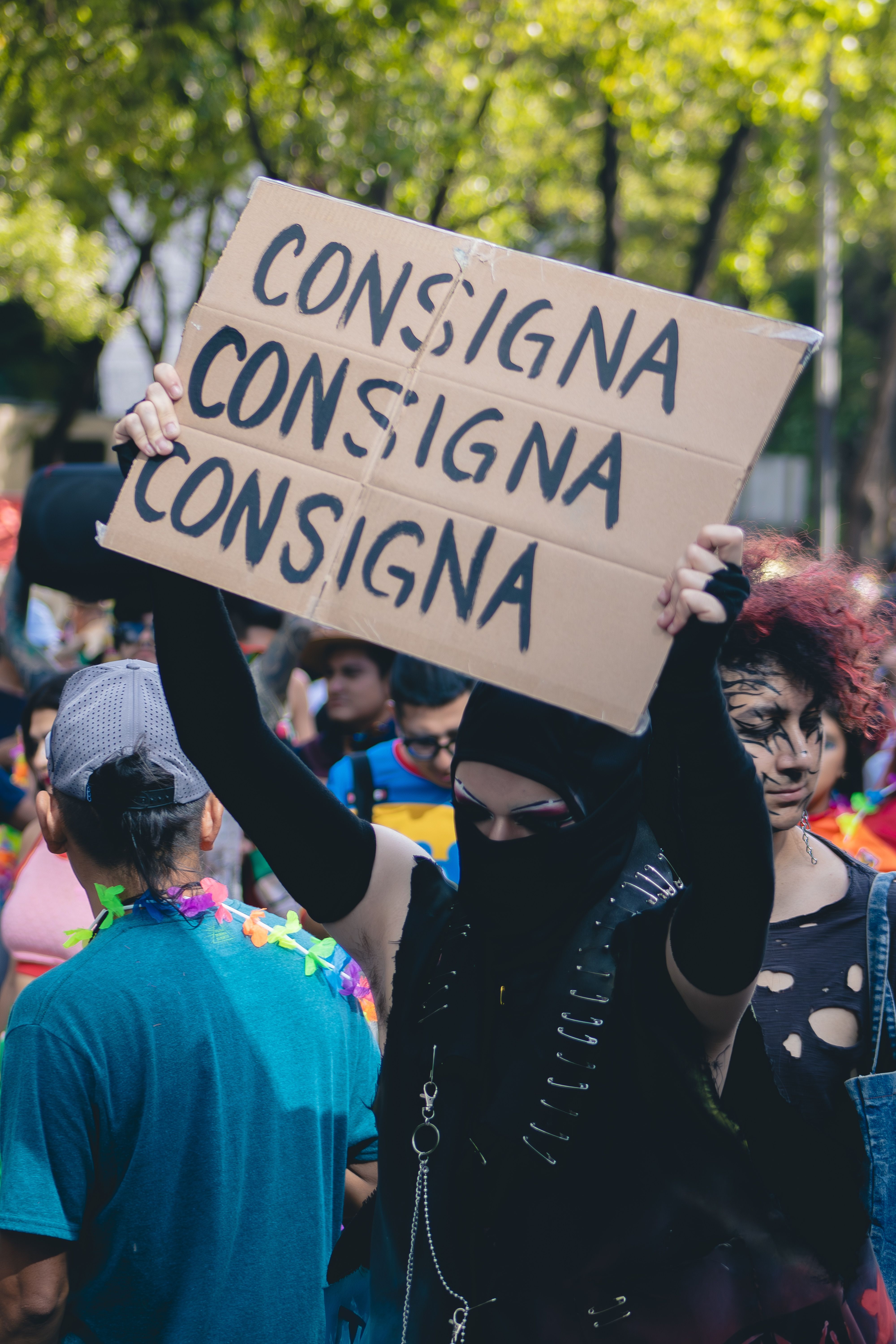 Colorful Street Protest with Sign and Colorful Attendees · Free Stock Photo