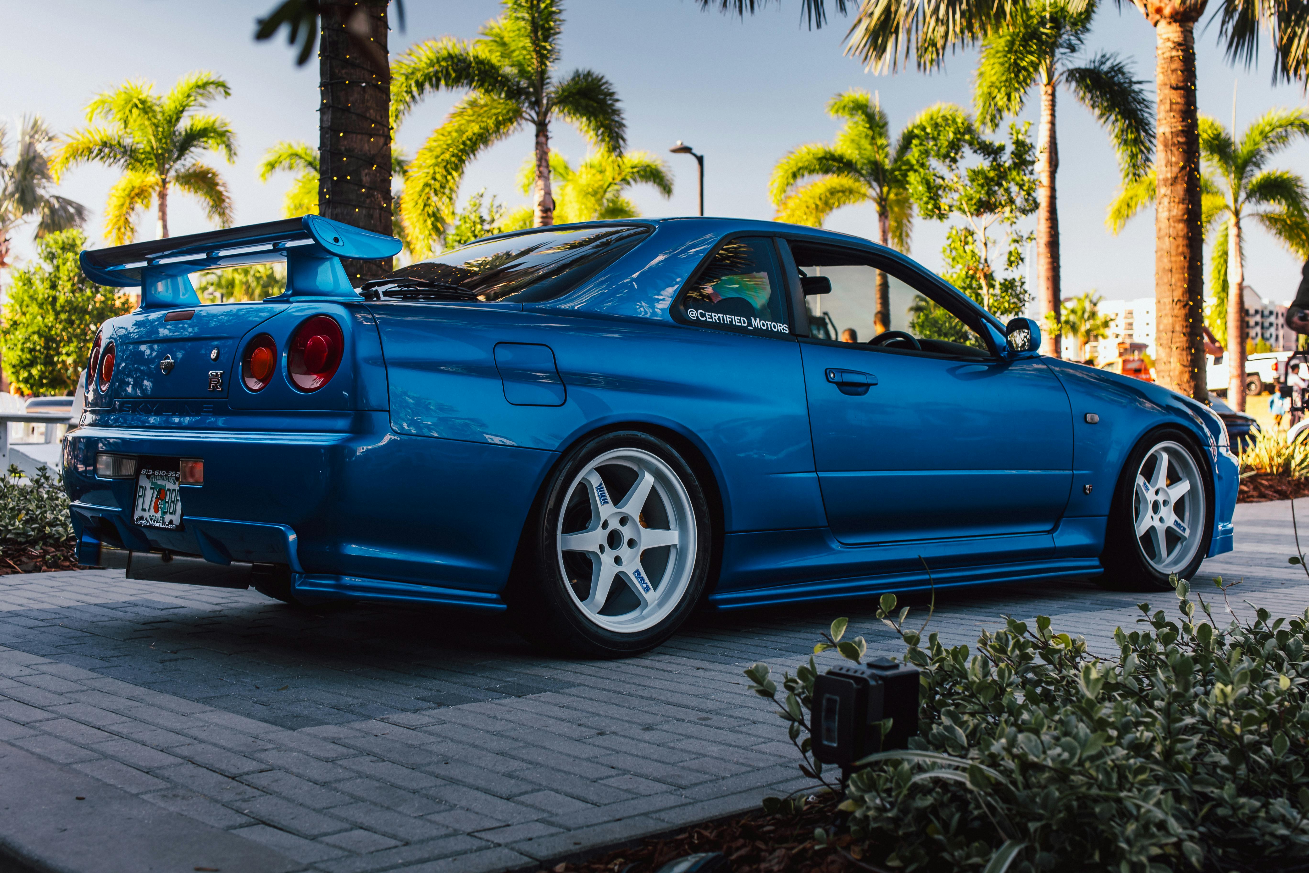 Nissan Gt R R34 Berwarna Biru Di Tampa Car Show · Foto Stok Gratis