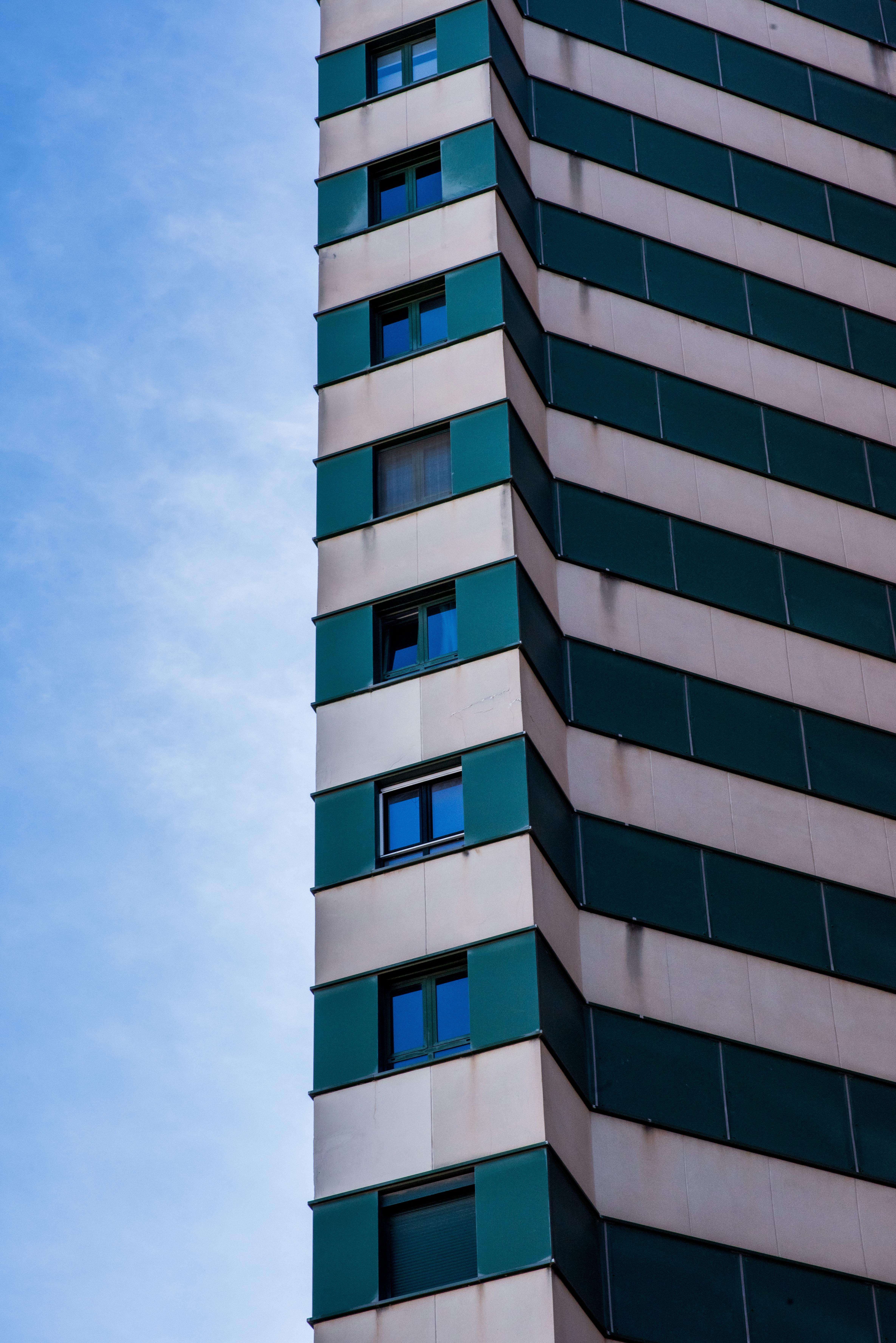 Modern Geometric Apartment Building Exterior · Free Stock Photo