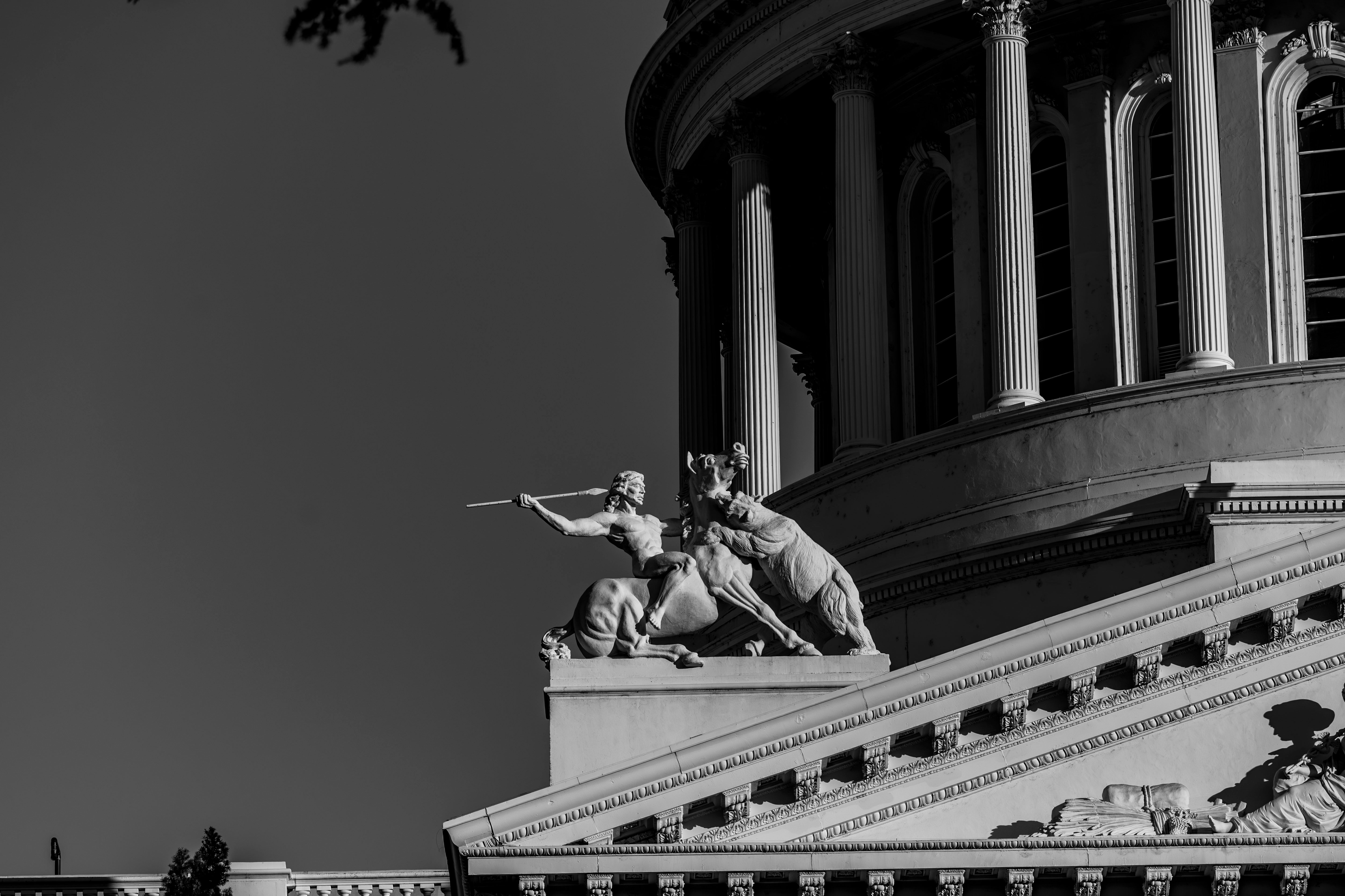 Dramatic Black and White Capitol Building Detail · Free Stock Photo