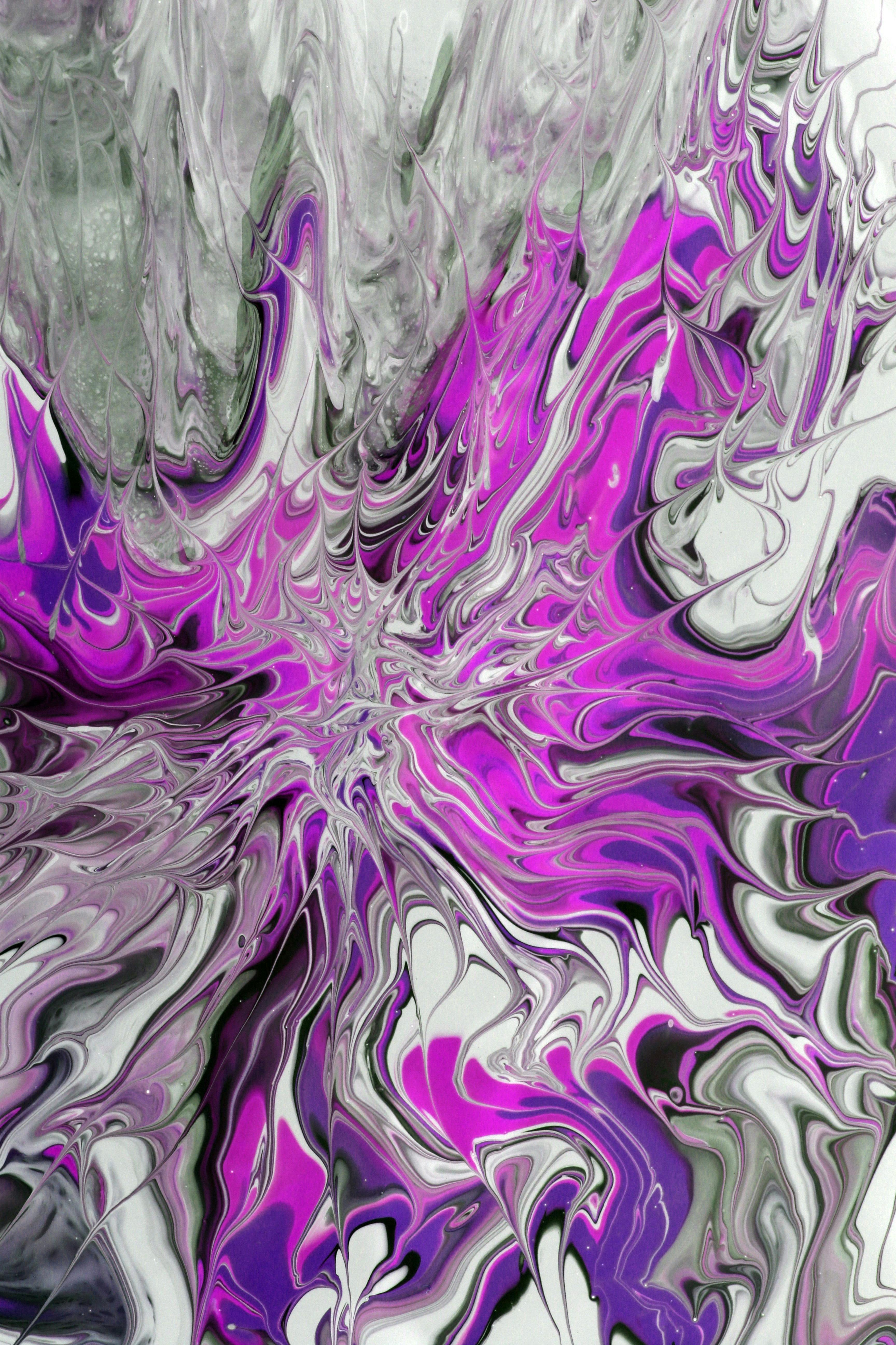 Vibrant Abstract Swirl Painting in Purple and White · Free Stock Photo