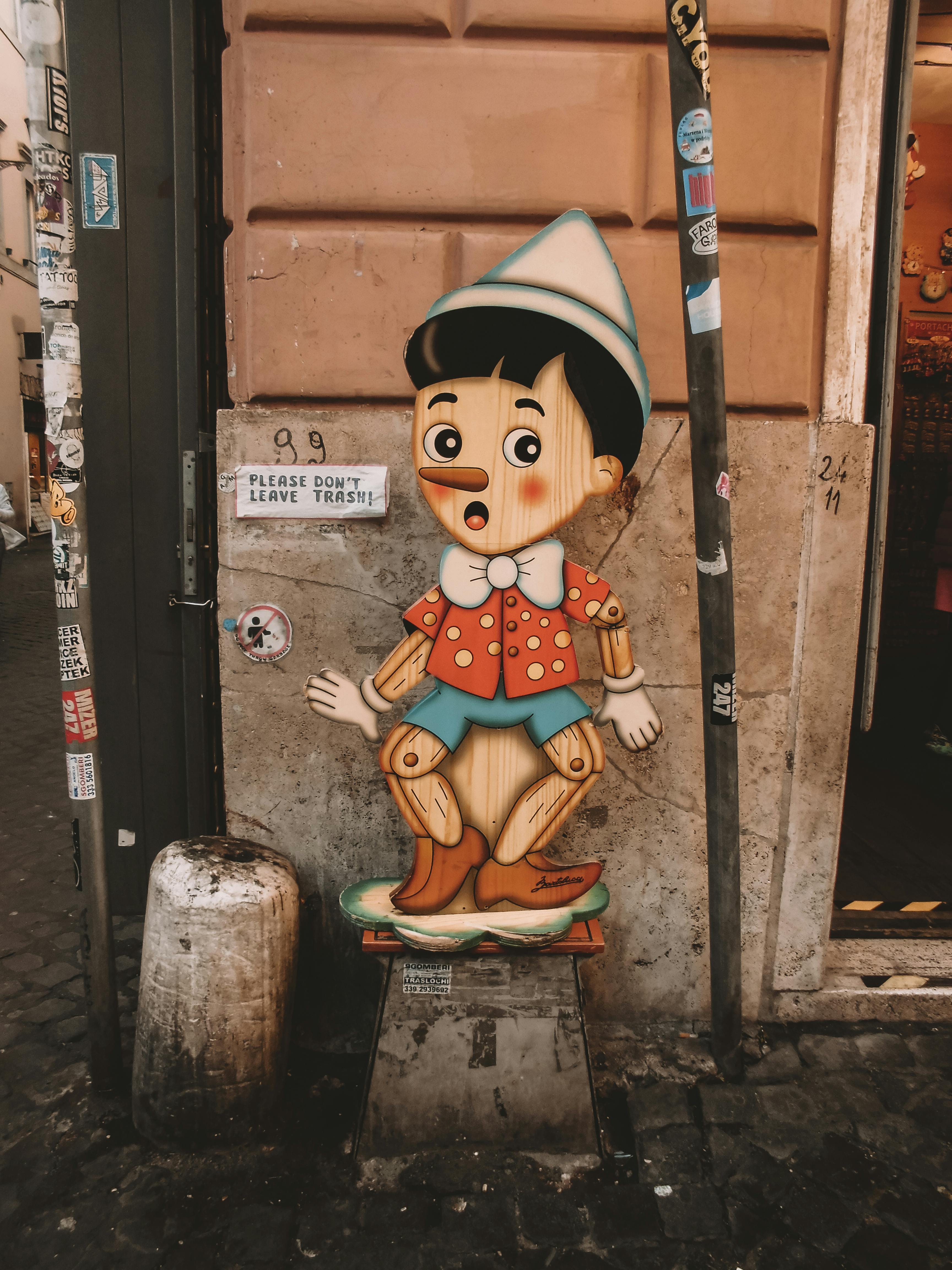 Colorful Pinocchio Street Art in Rome, Italy · Free Stock Photo