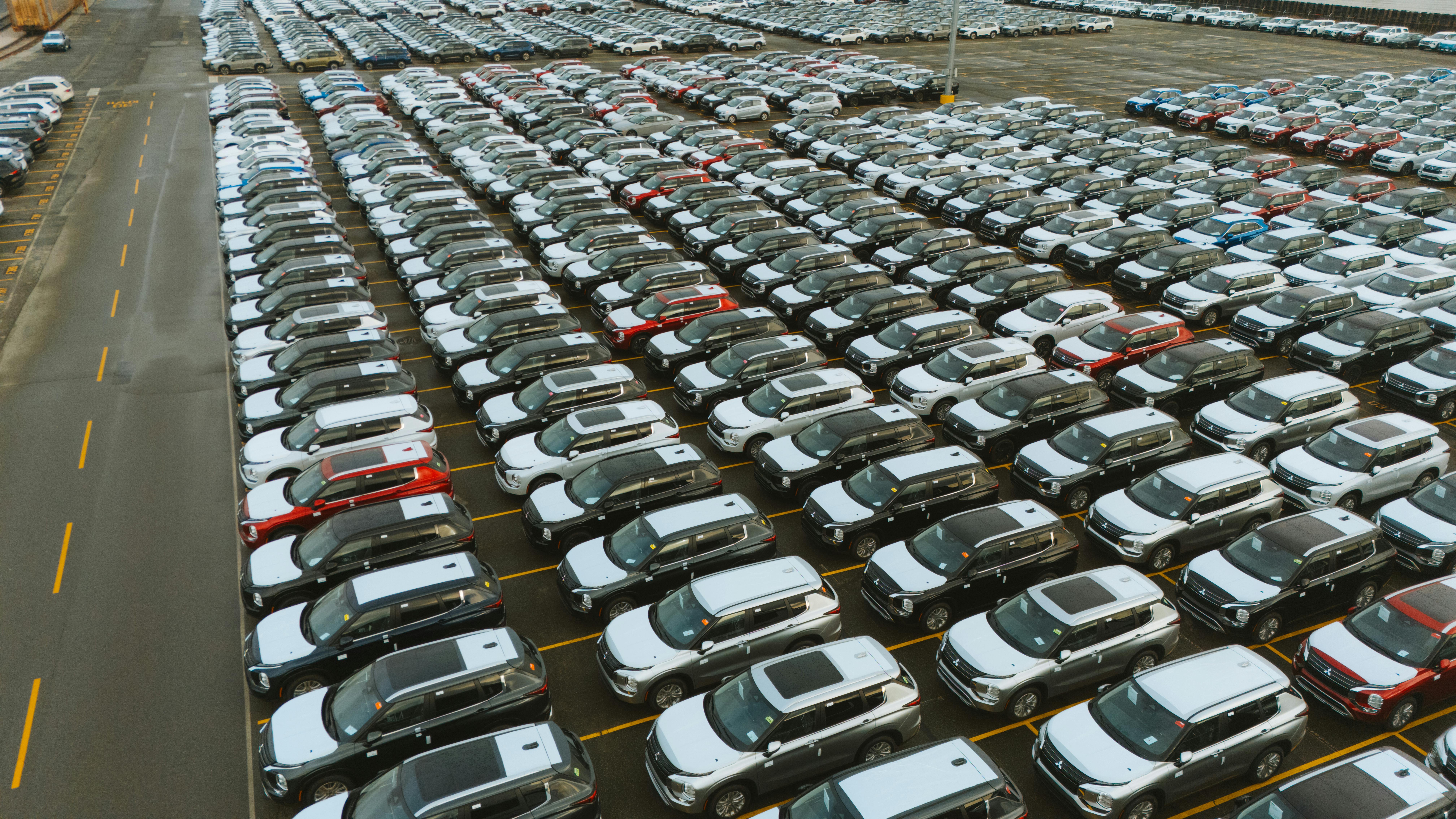 Aerial view of large car parking lot · Free Stock Photo