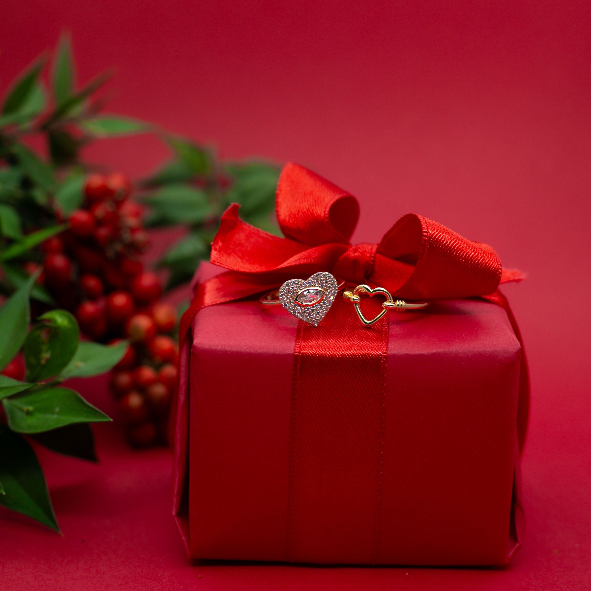 Elegant Red Gift Box with Heart Rings for Romantic Occasions · Free ...