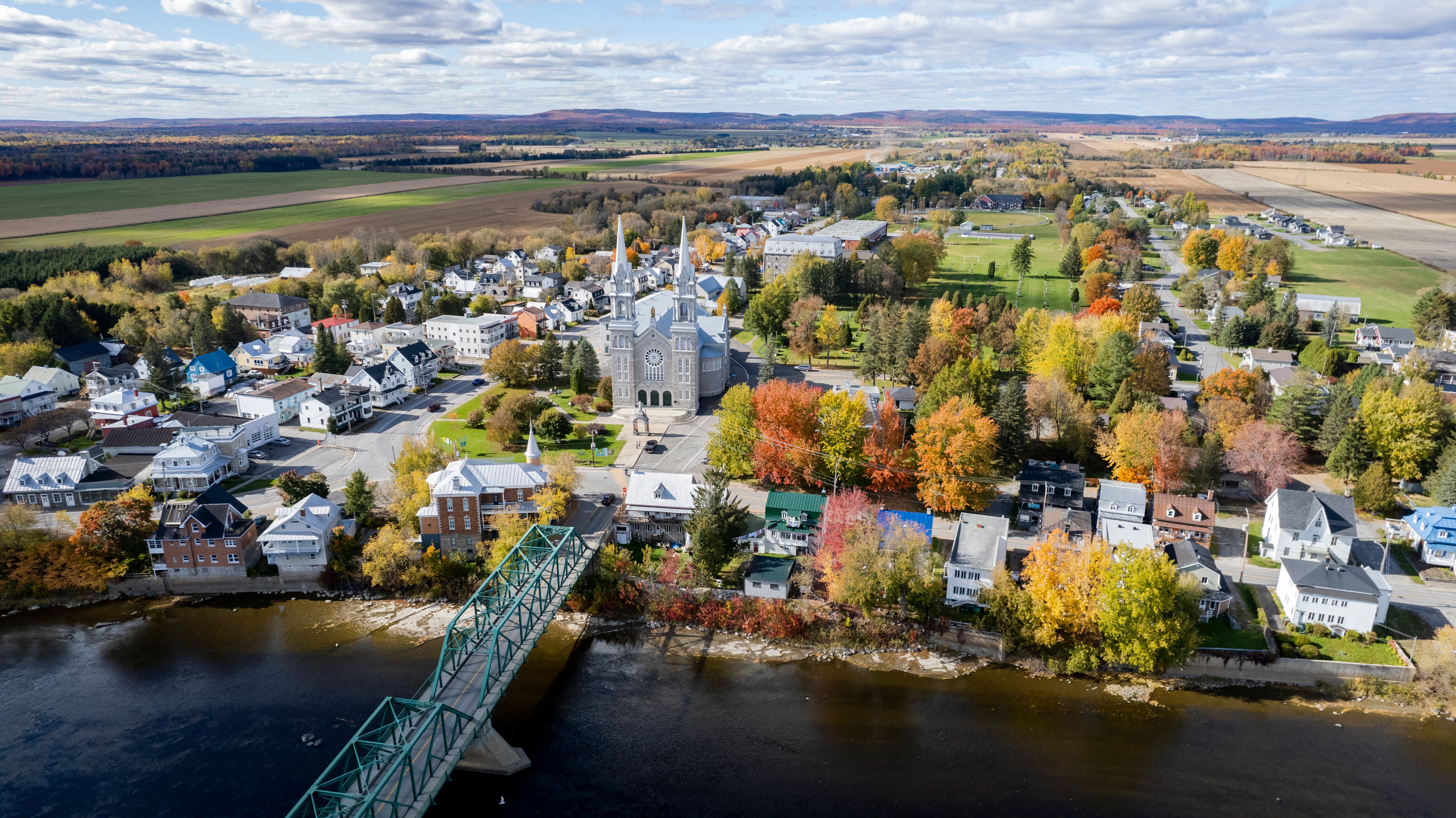 Aerial View of Saint-Casimir in Fall, Quebec · Free Stock Photo