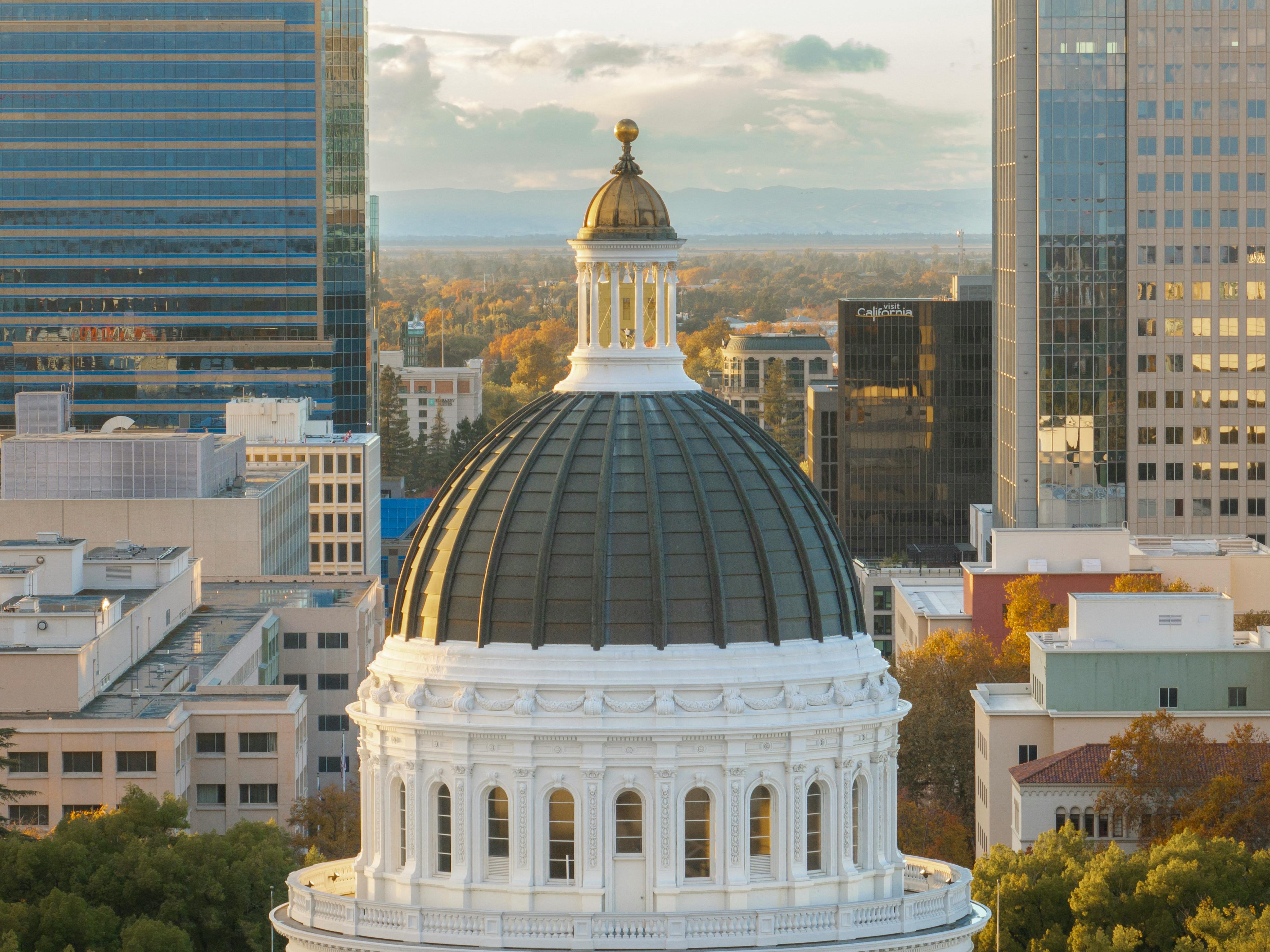 Stunning Aerial View of California State Capitol Dome · Free Stock Photo