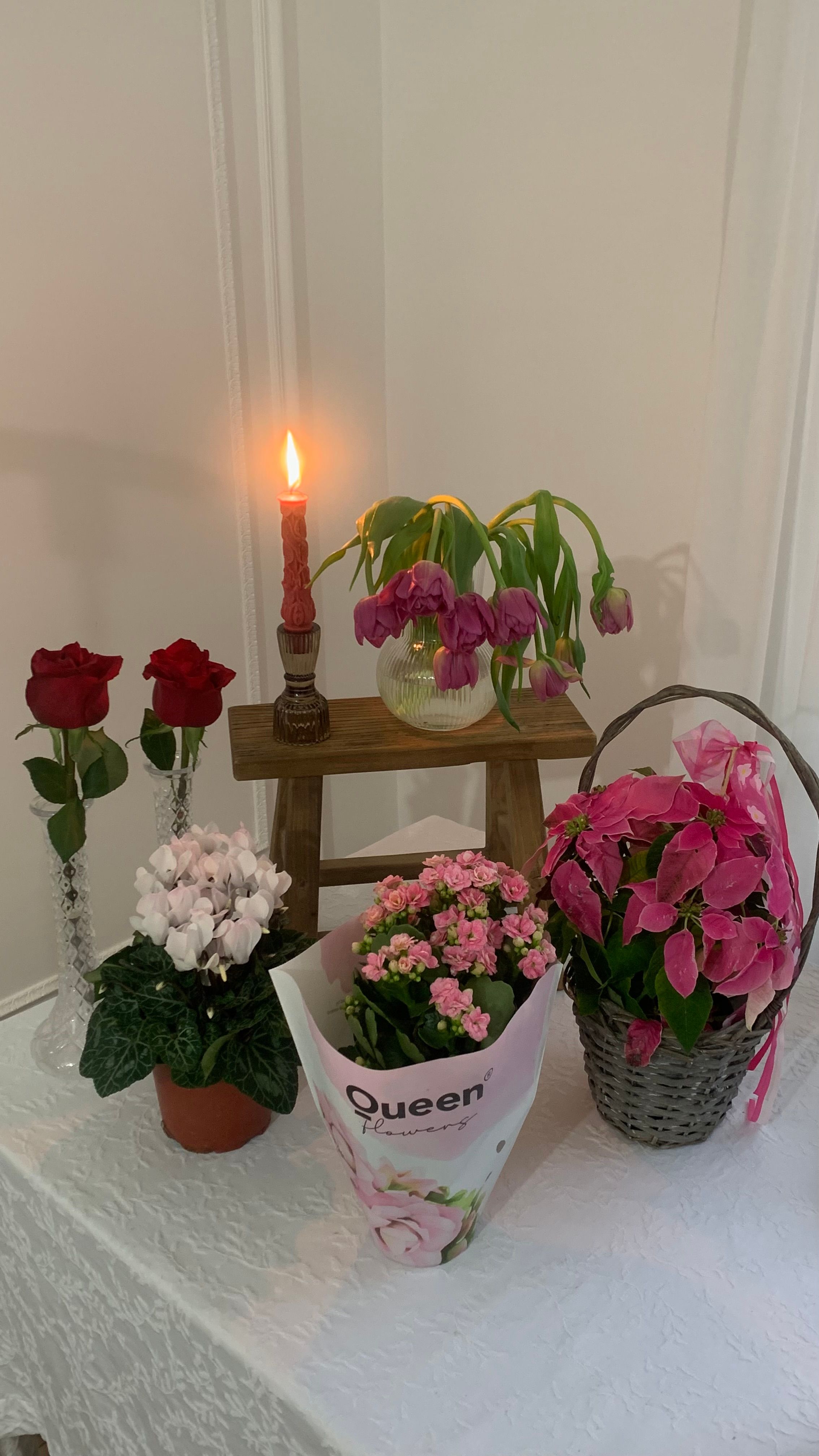 Elegant Indoor Floral Arrangement with Candle Light · Free Stock Photo