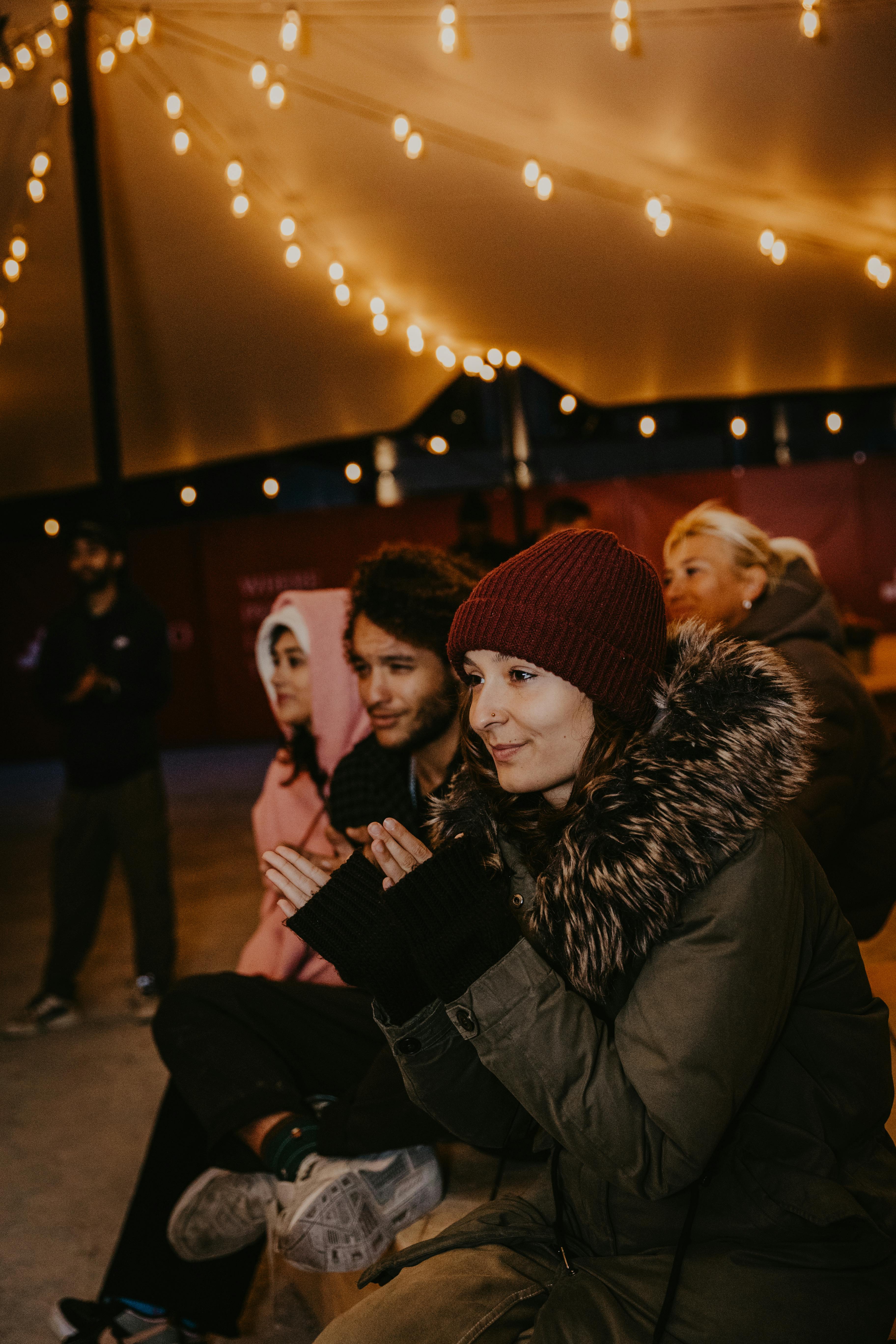 Cozy Winter Night Concert in Berlin Tent · Free Stock Photo