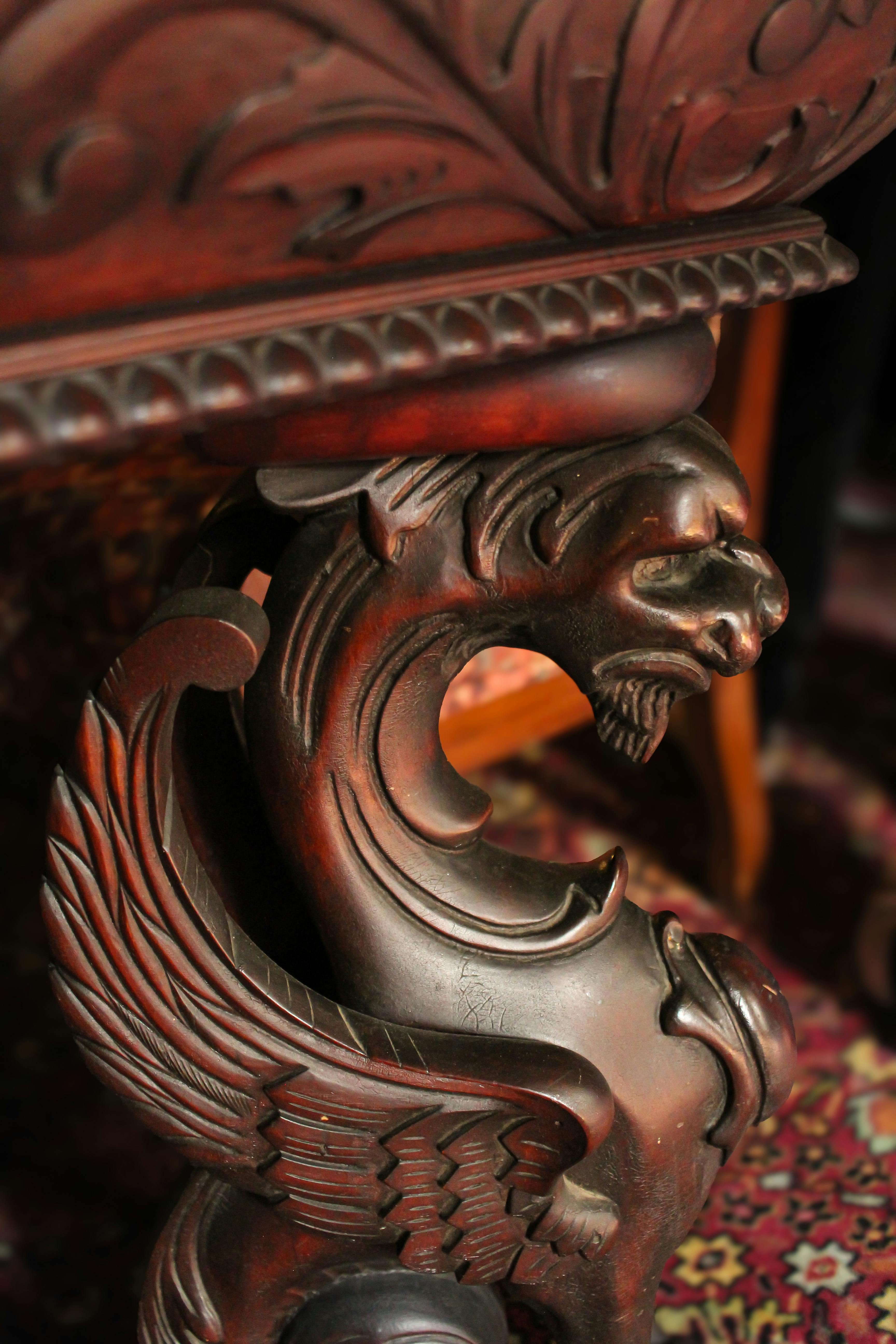 Antique Wooden Carved Griffin Table Leg Detail · Free Stock Photo