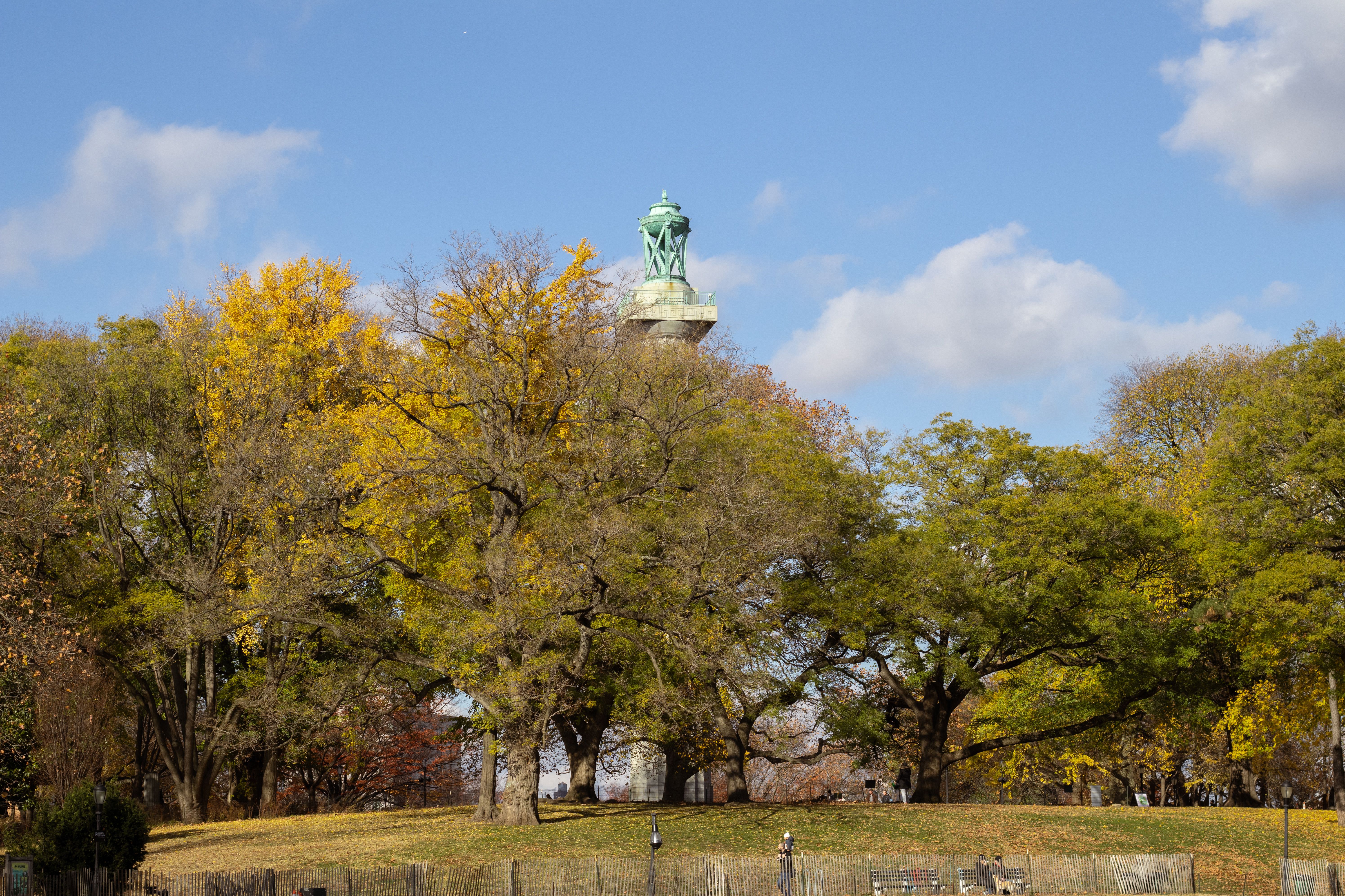 Autumn Trees with Historic Monument in Park · Free Stock Photo