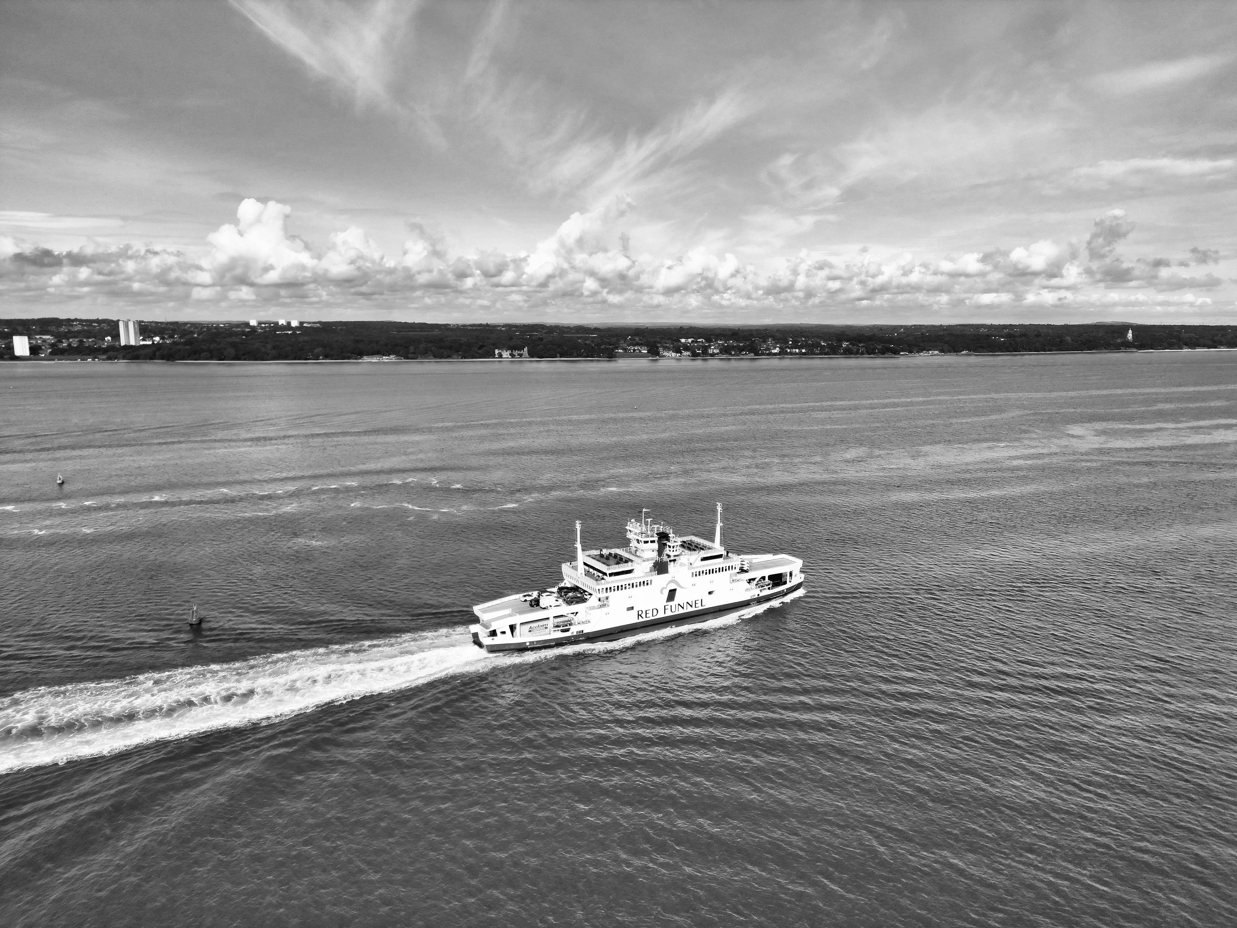 Aerial View of Red Funnel Ferry Crossing Solent · Free Stock Photo
