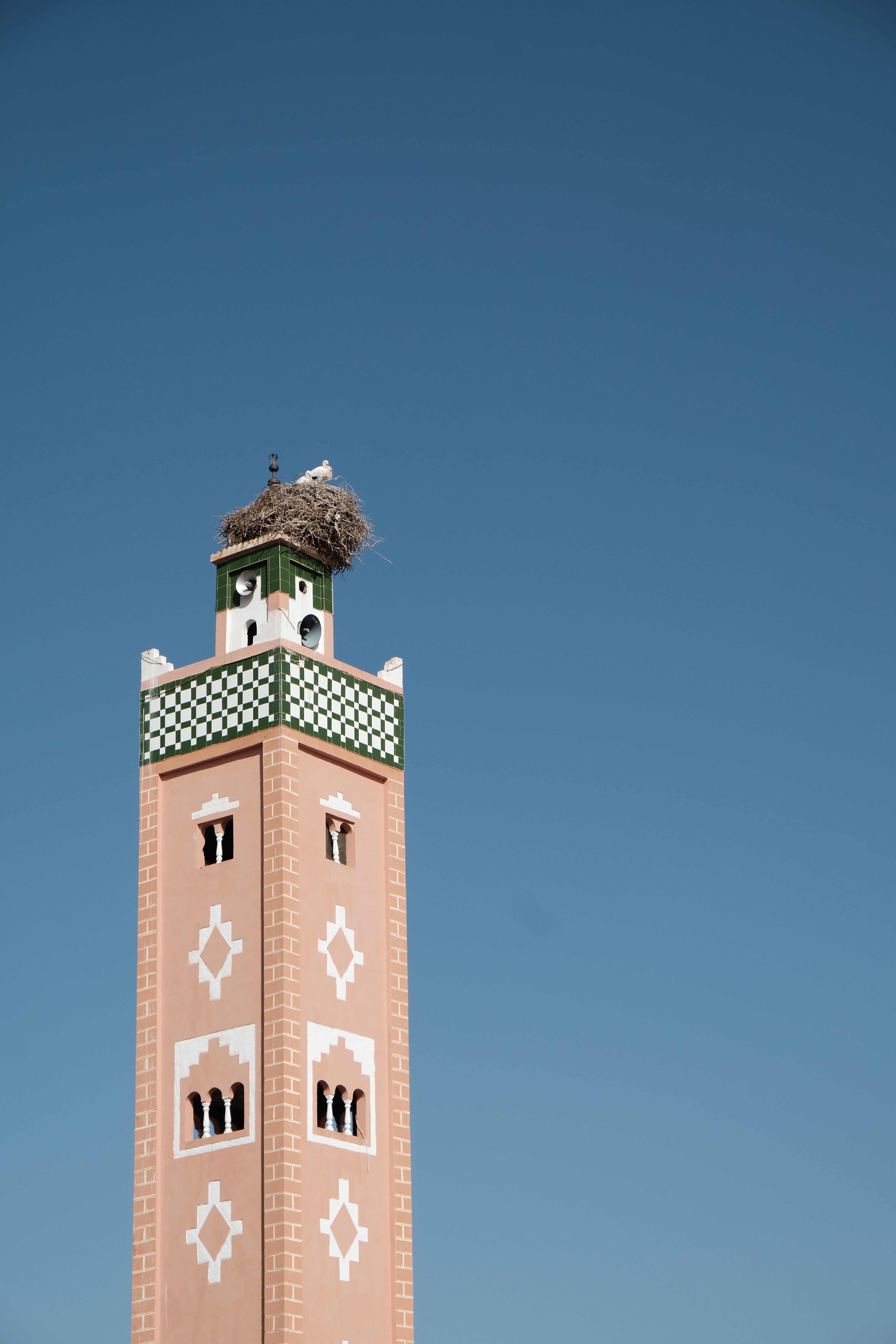 Minarete Tradicional Marroquí Con Nido De Pájaro · Foto de stock gratuita