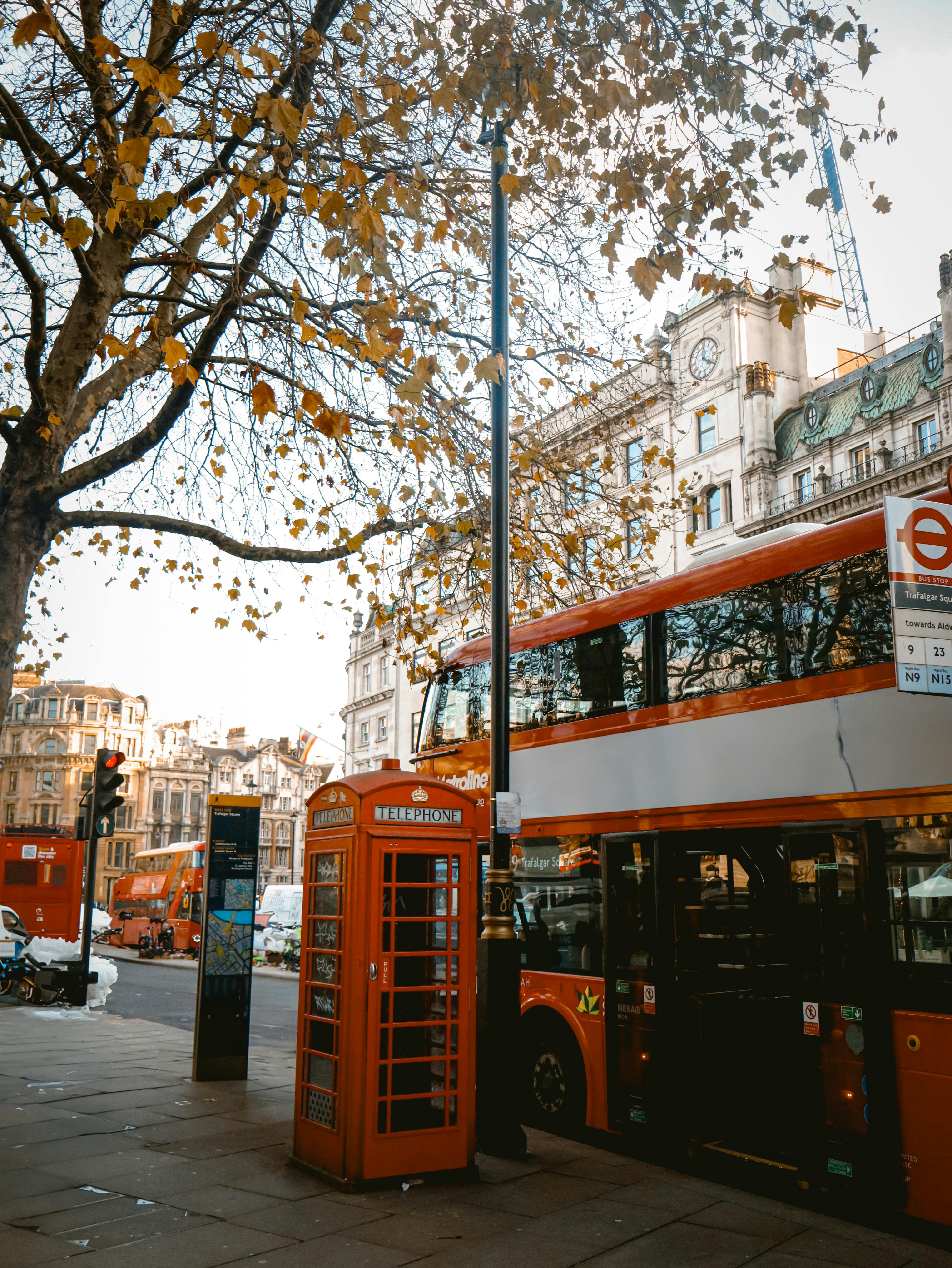 Iconic London Street Scene with Bus and Call Box · Free Stock Photo
