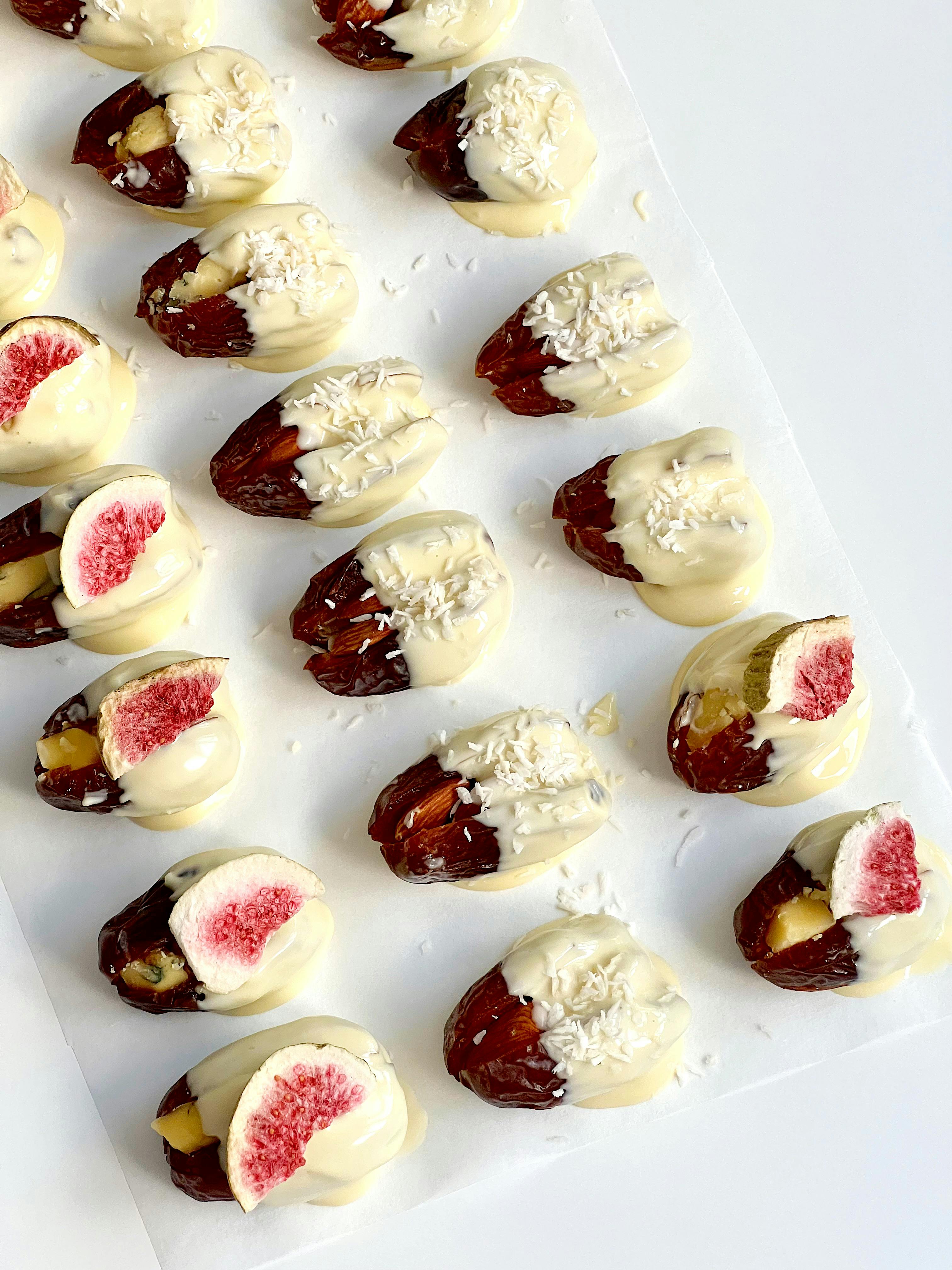 Gourmet White Chocolate Covered Dates with Figs · Free Stock Photo