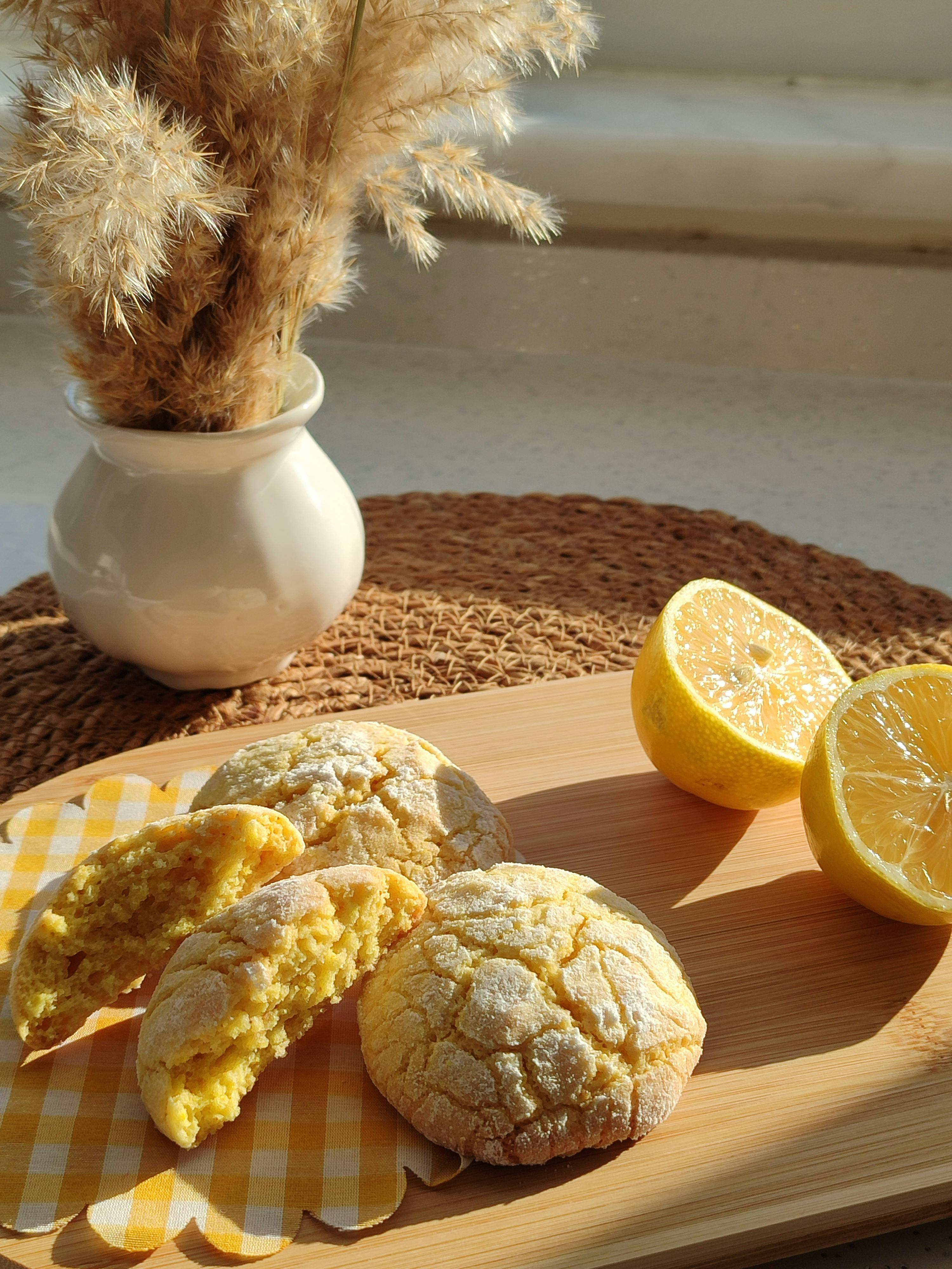 Cozy Lemon Cookies with Vase and Dried Flowers · Free Stock Photo