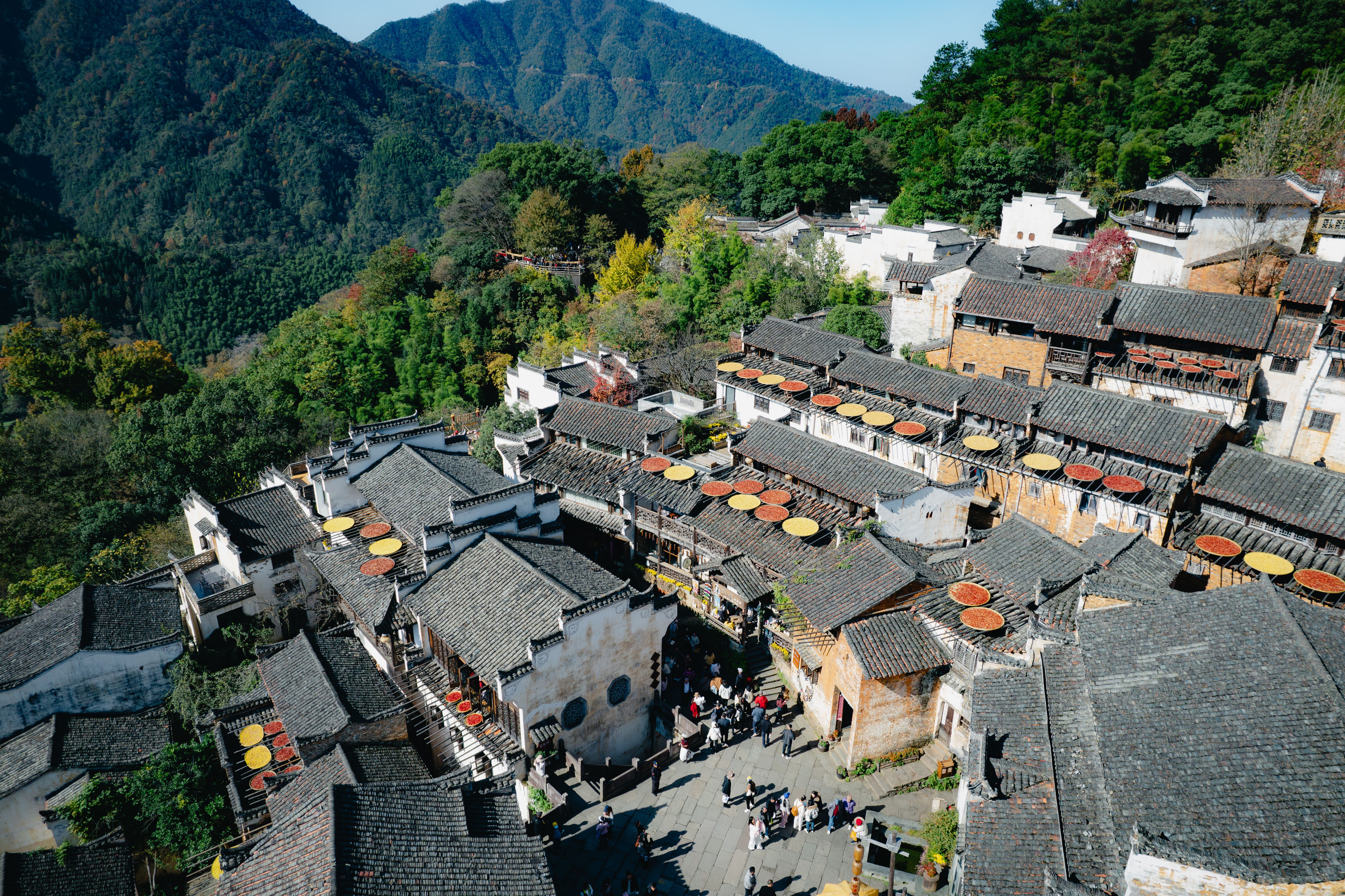 Scenic Aerial View of Wuyuan Village Rooftops · Free Stock Photo
