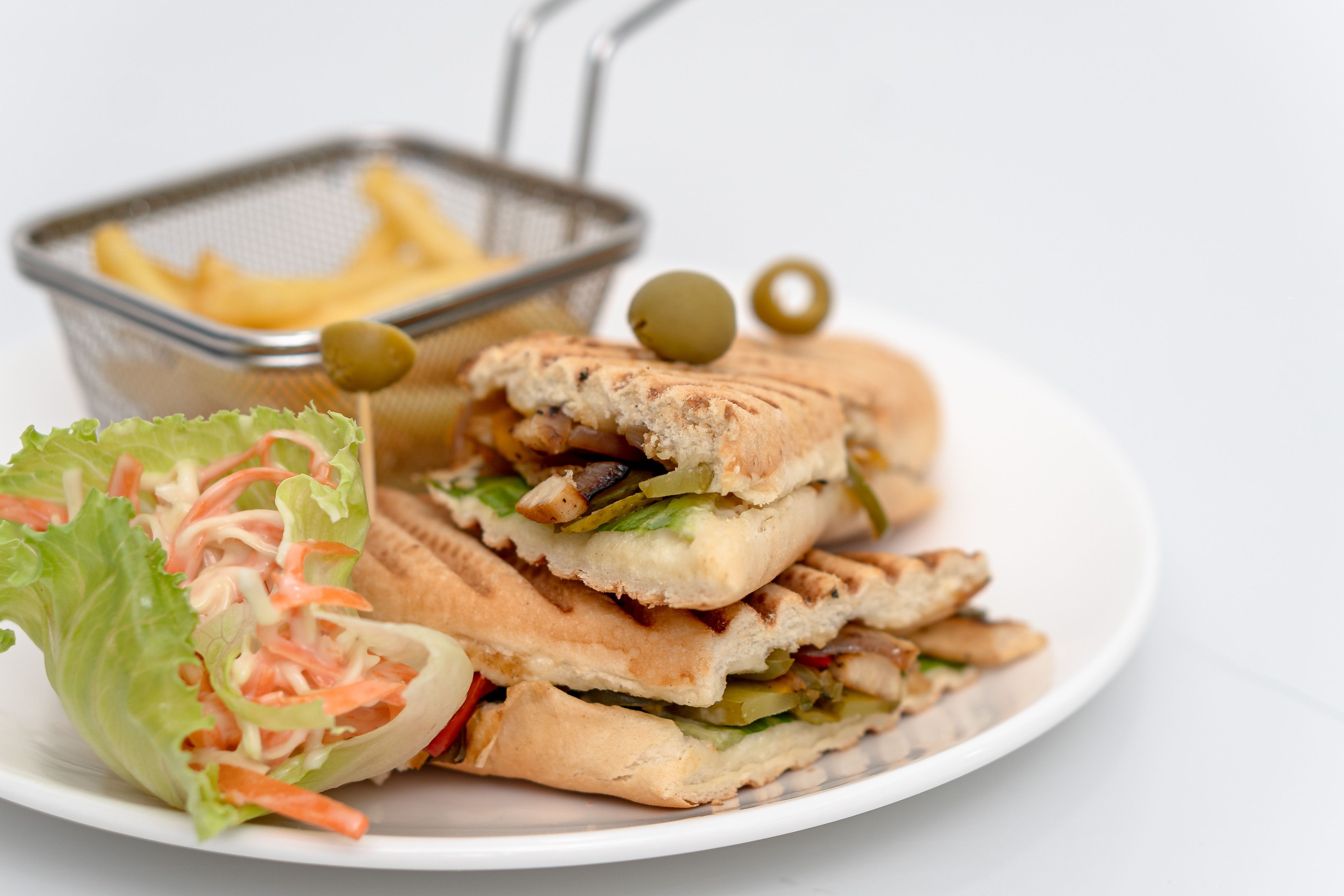 Delicious Panini with French Fries and Salad · Free Stock Photo