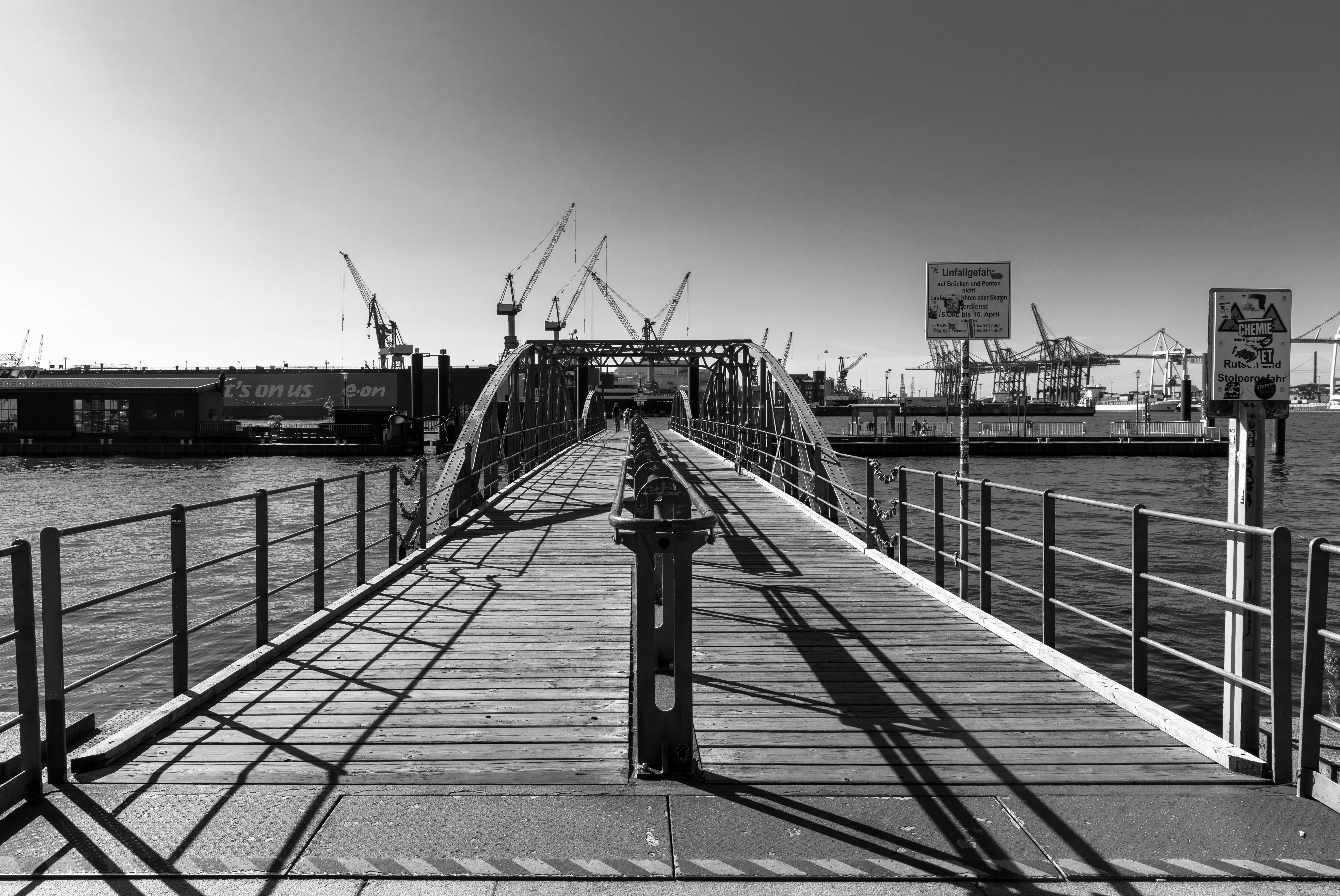Linear Perspective Bridge in Hamburg Harbor · Free Stock Photo