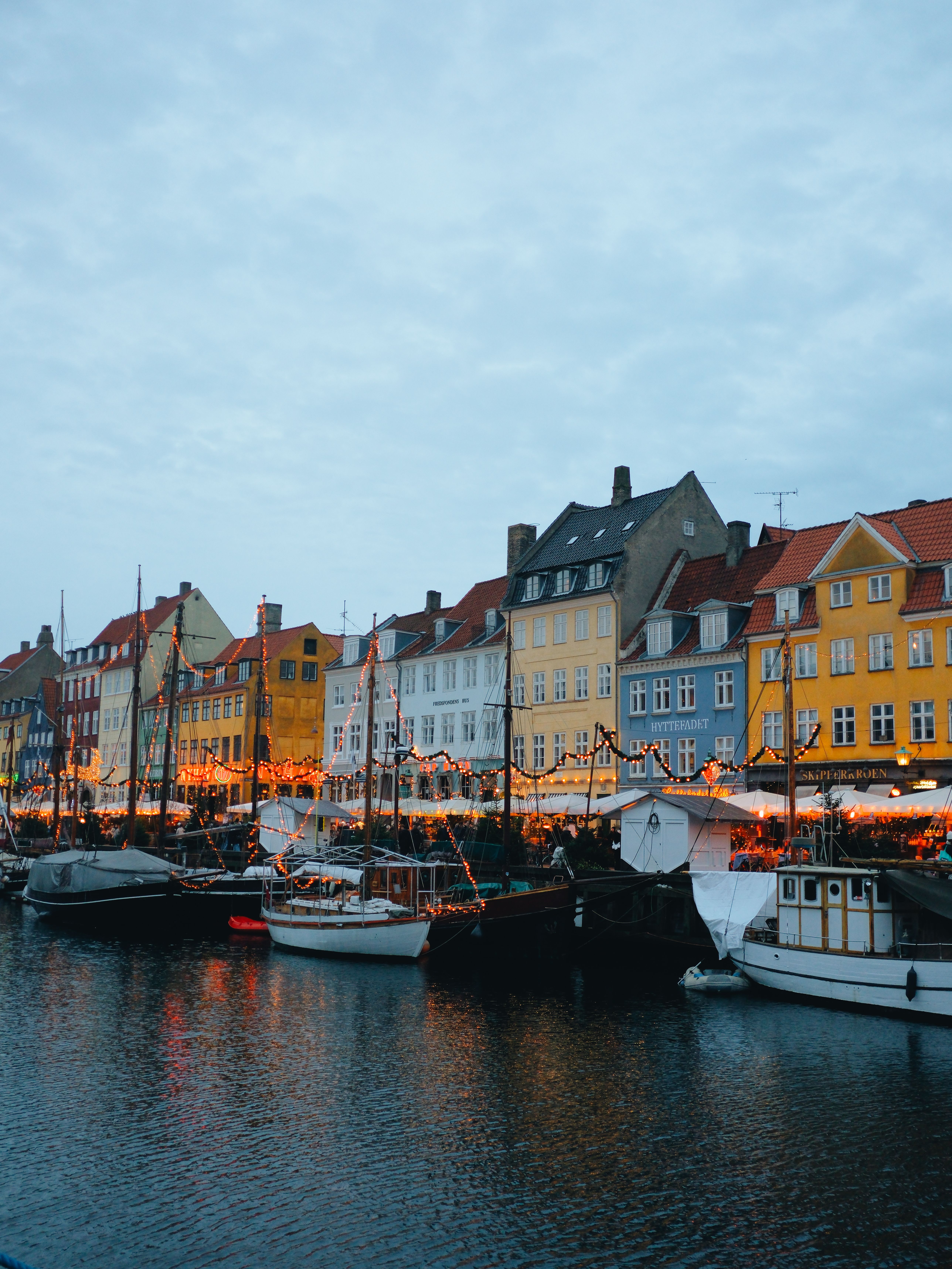 Scenic Nyhavn Waterfront in Copenhagen at Dusk · Free Stock Photo