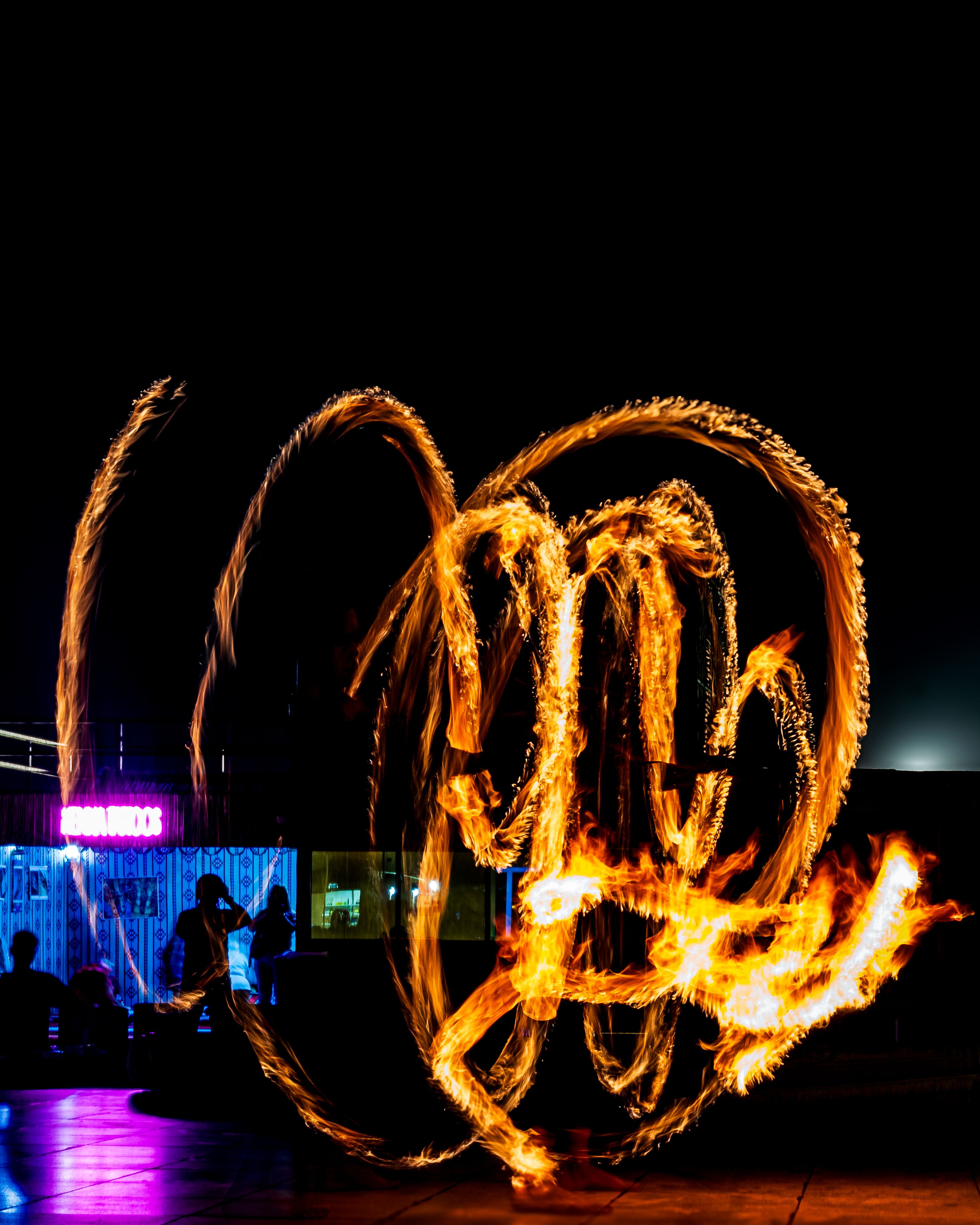 Dramatic Fire Performance Captured at Night · Free Stock Photo
