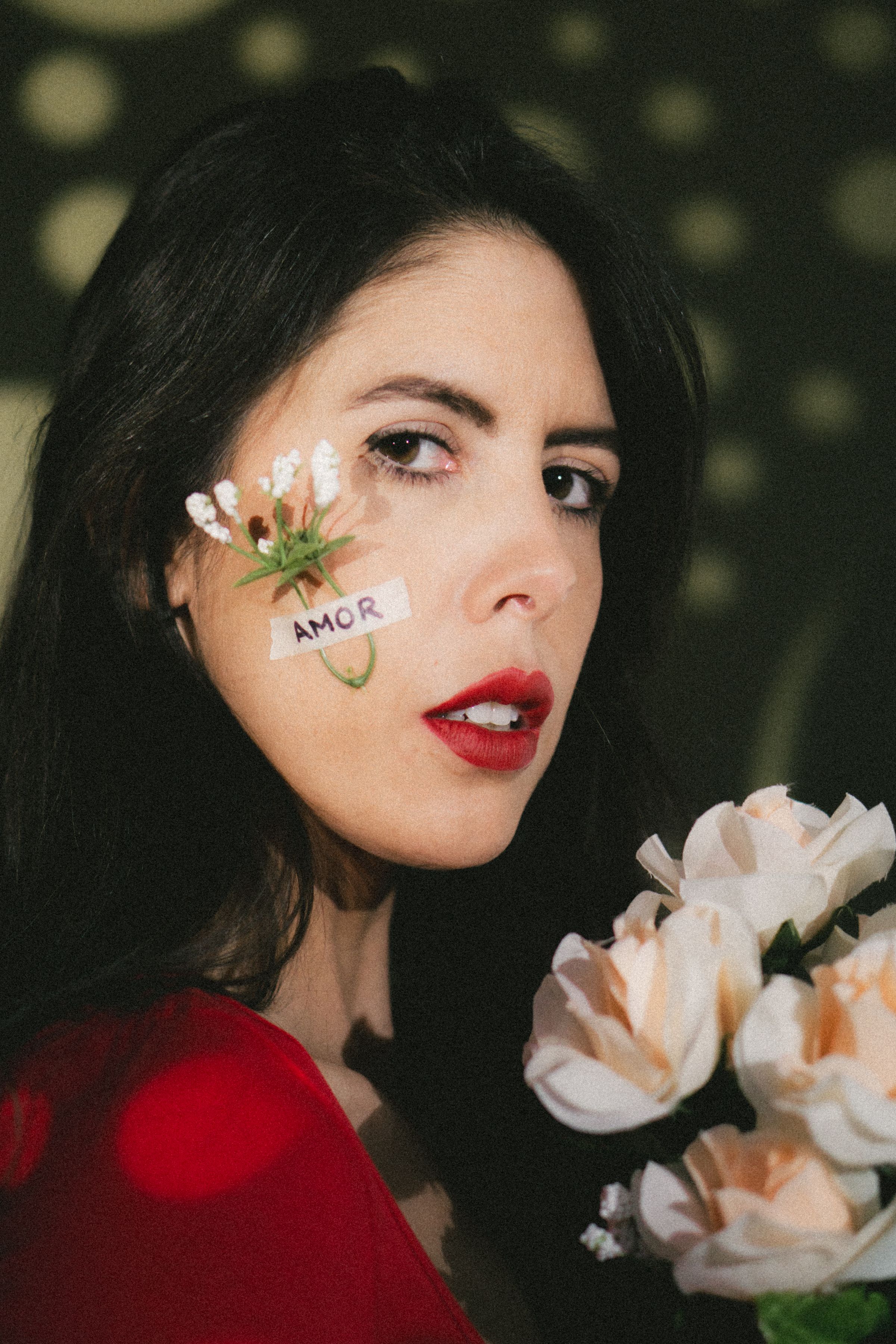 Chic Floral Portrait with Love Theme · Free Stock Photo