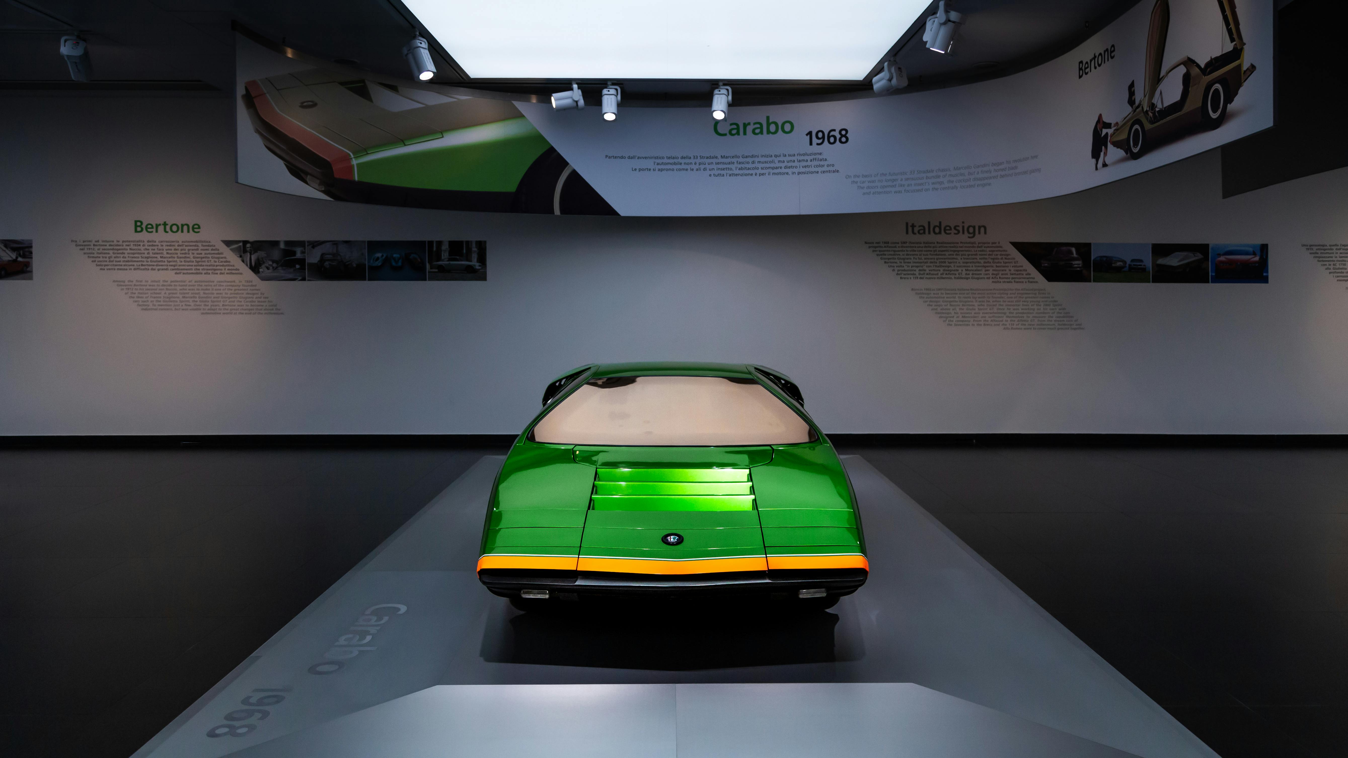 Alfa Romeo Carabo Concept Car in Museum Setting · Free Stock Photo