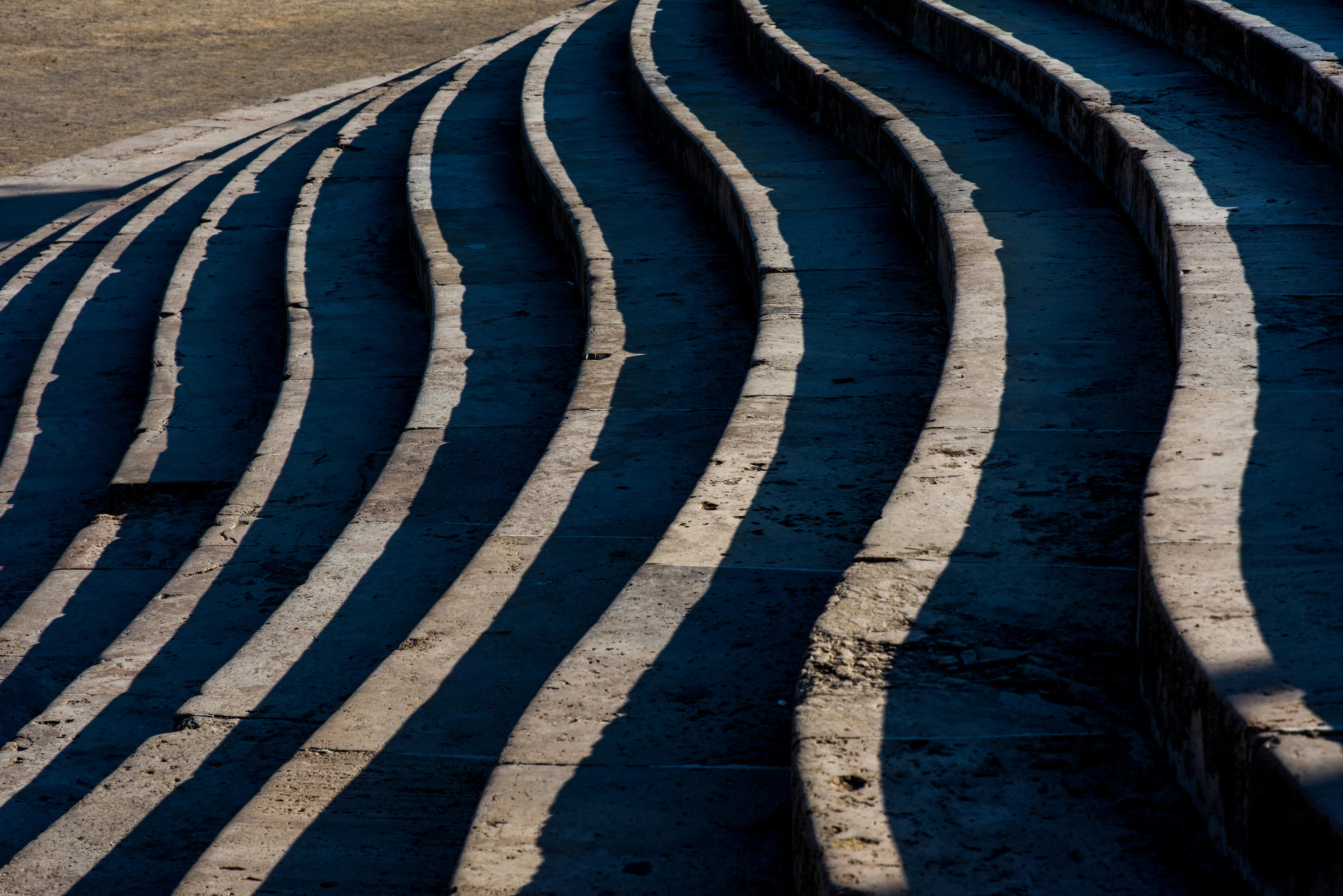 Curved Stone Steps with Dramatic Shadows · Free Stock Photo